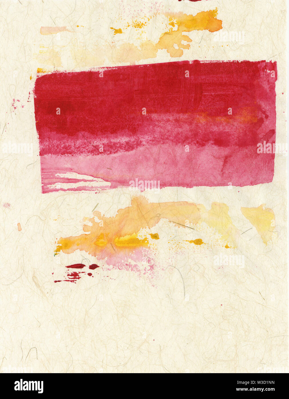 Abstract art color field painting with ink stains and painted blotches ...