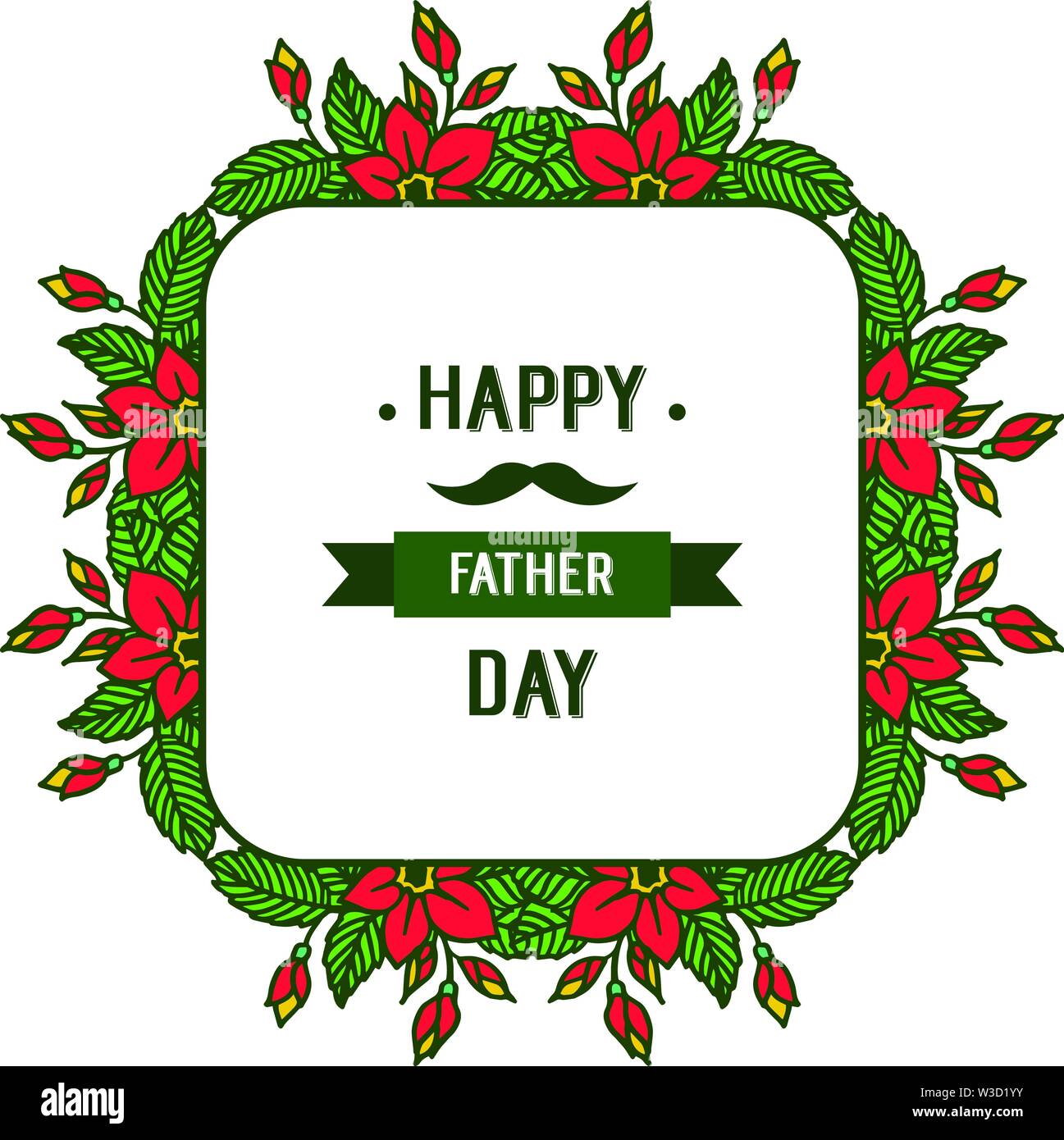 Lettering design for happy father day, red flower, isolated on white ...