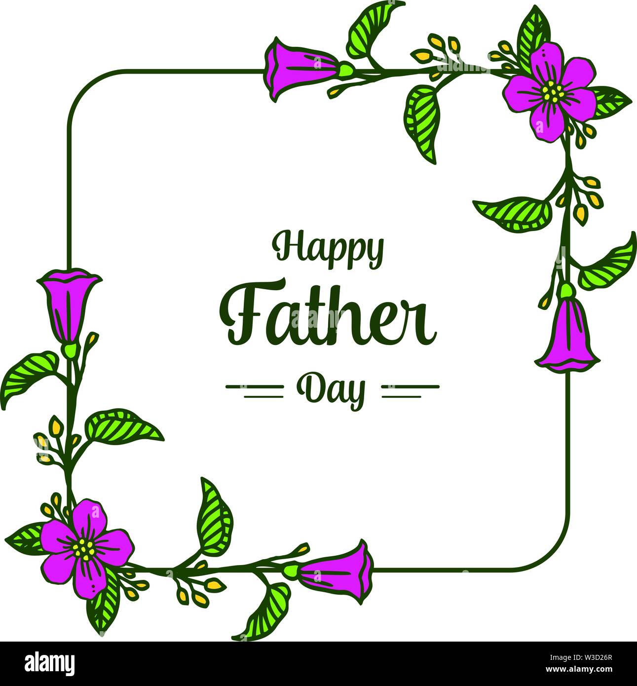 Greeting design for happy father day, elegant purple flower. Vector ...