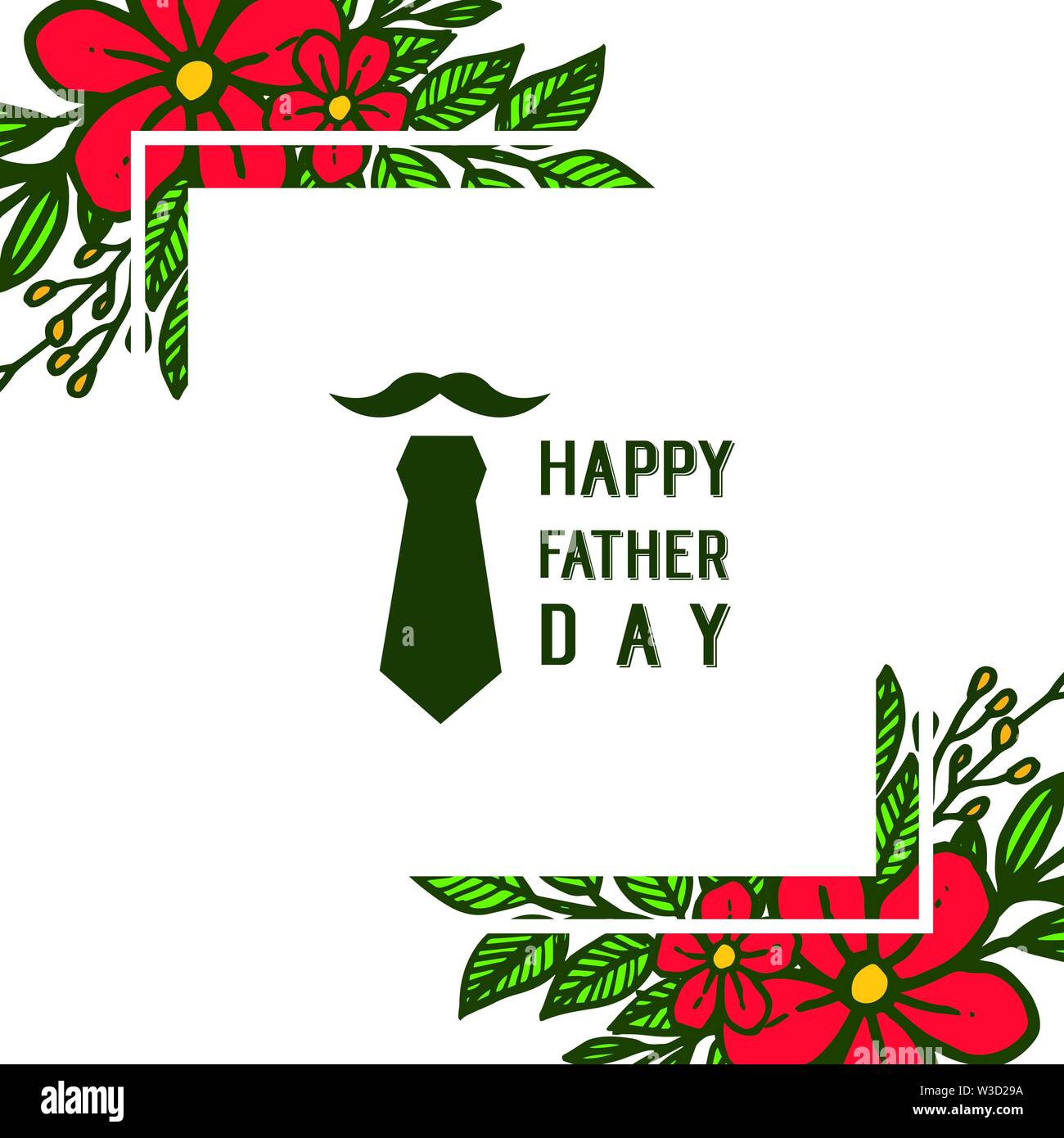 Happy father day, art red flower, isolated on white background. Vector ...