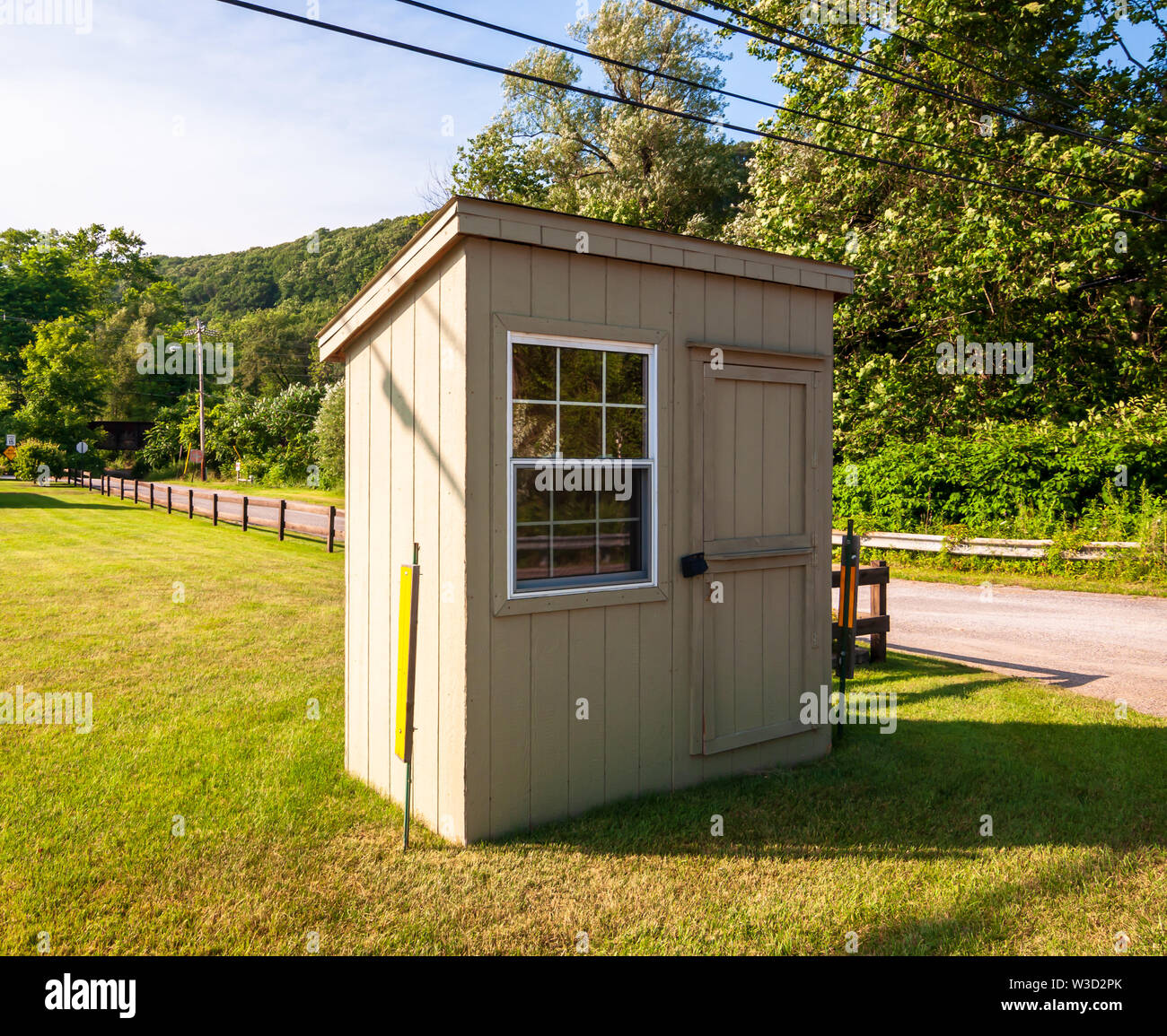 A homemade bus shelter on the National Forge Road in Irvine, Warren ...