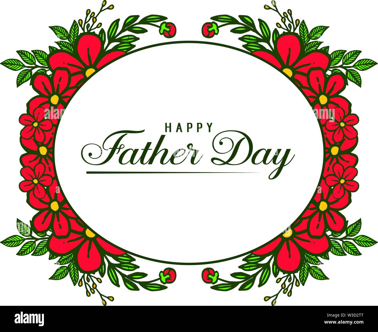 Card design for happy father day, ornate green leafy flower frames ...