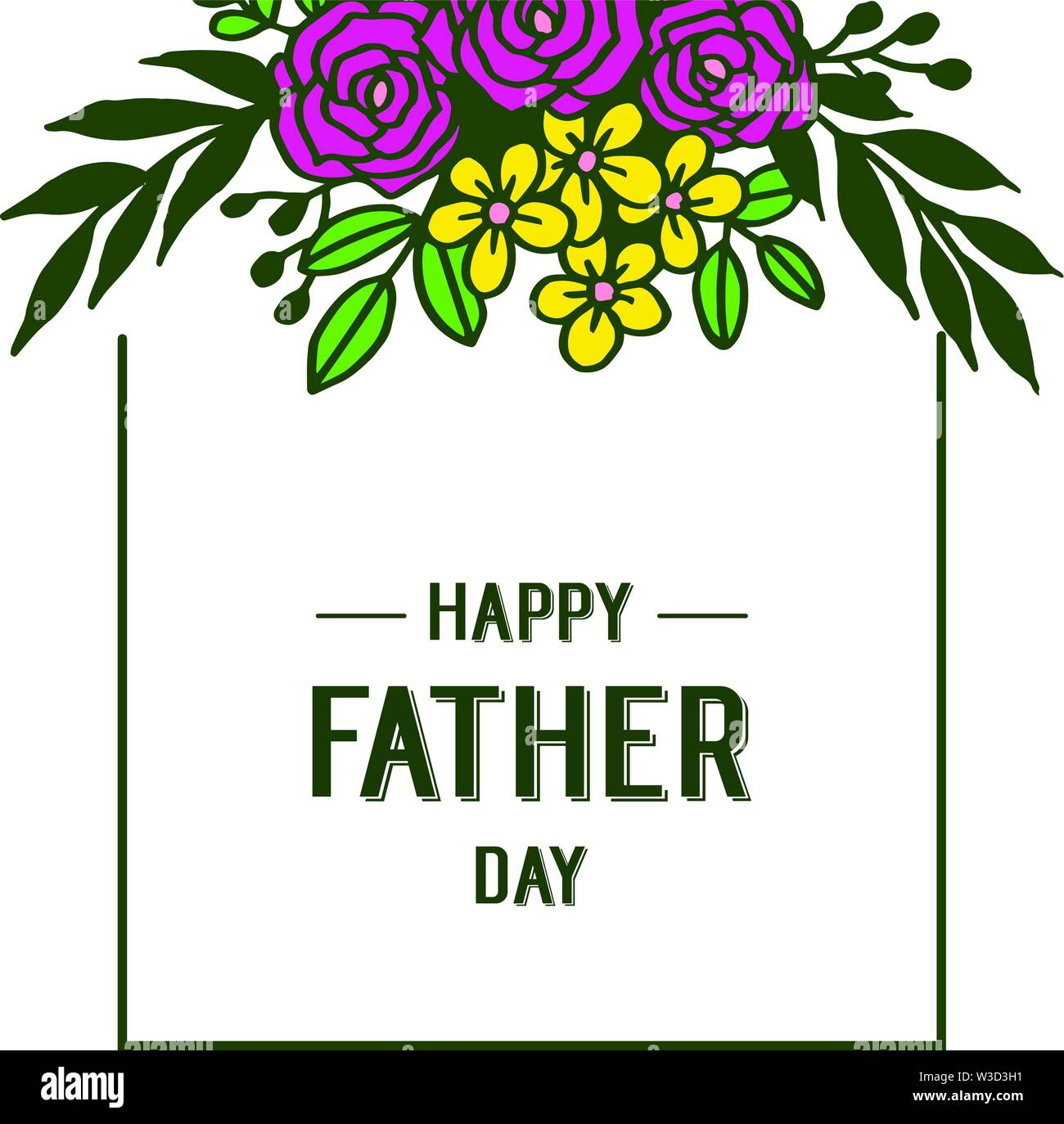 Happy father day with ornament on colorful floral. Vector illustration ...