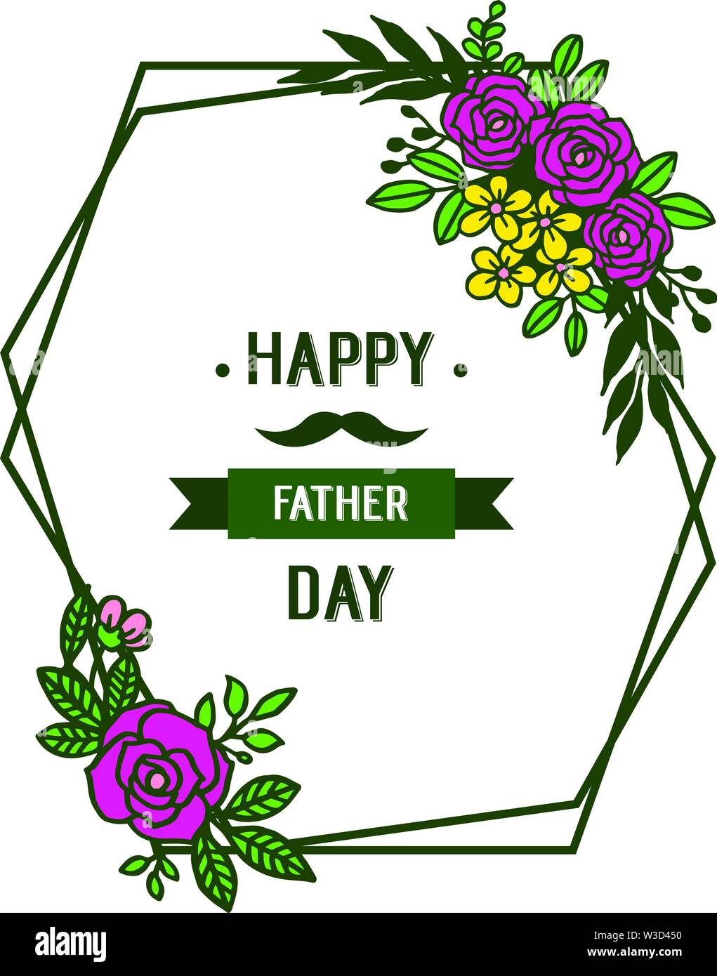 Design template for happy father day, beauty colorful flower. Vector ...