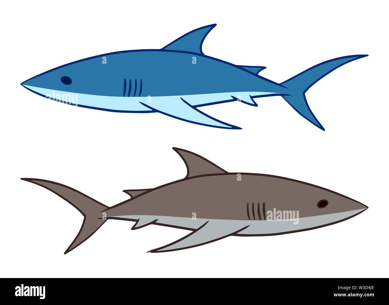 Shark vector illustration. 2 sharks swimming clip art isolated on white ...