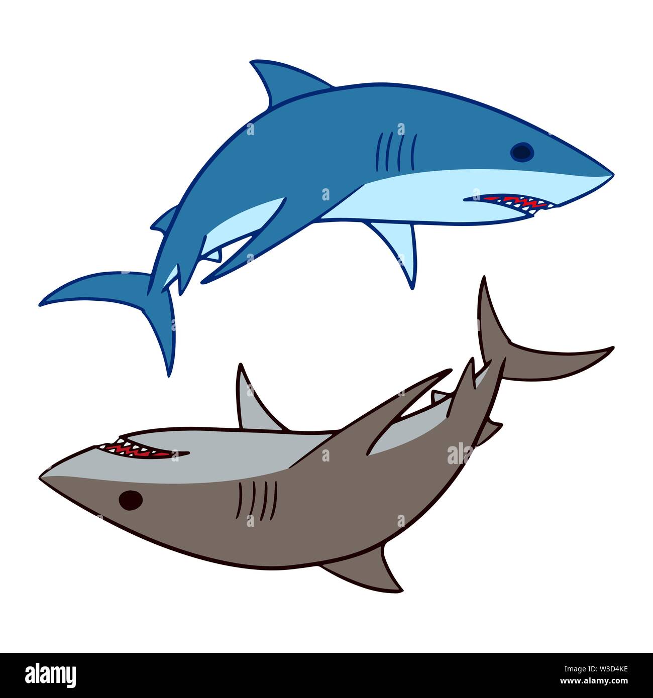 Shark vector illustration. 2 sharks swimming clip art isolated on white ...