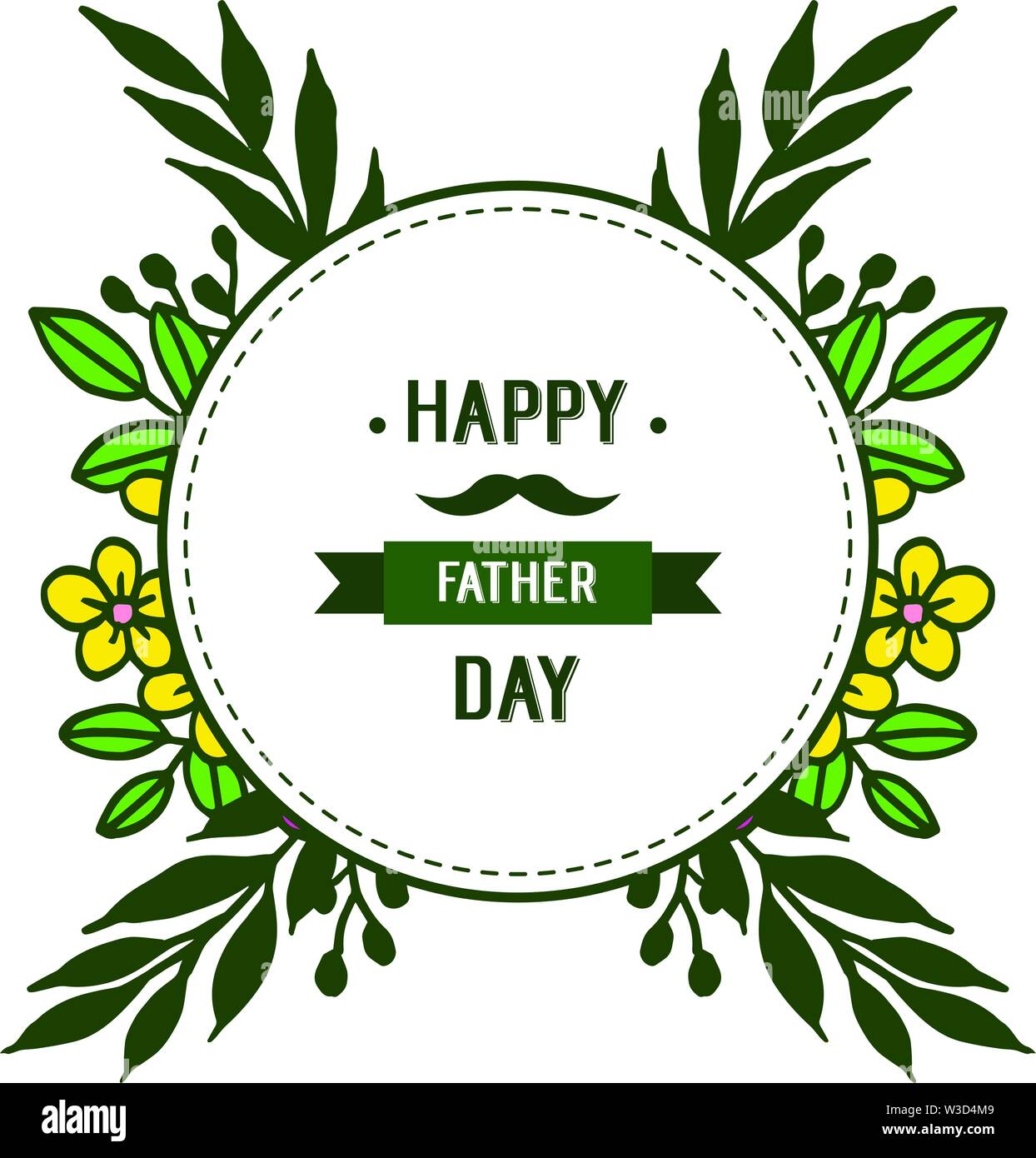 Card texture for happy father day, green leaves and floral frame ...