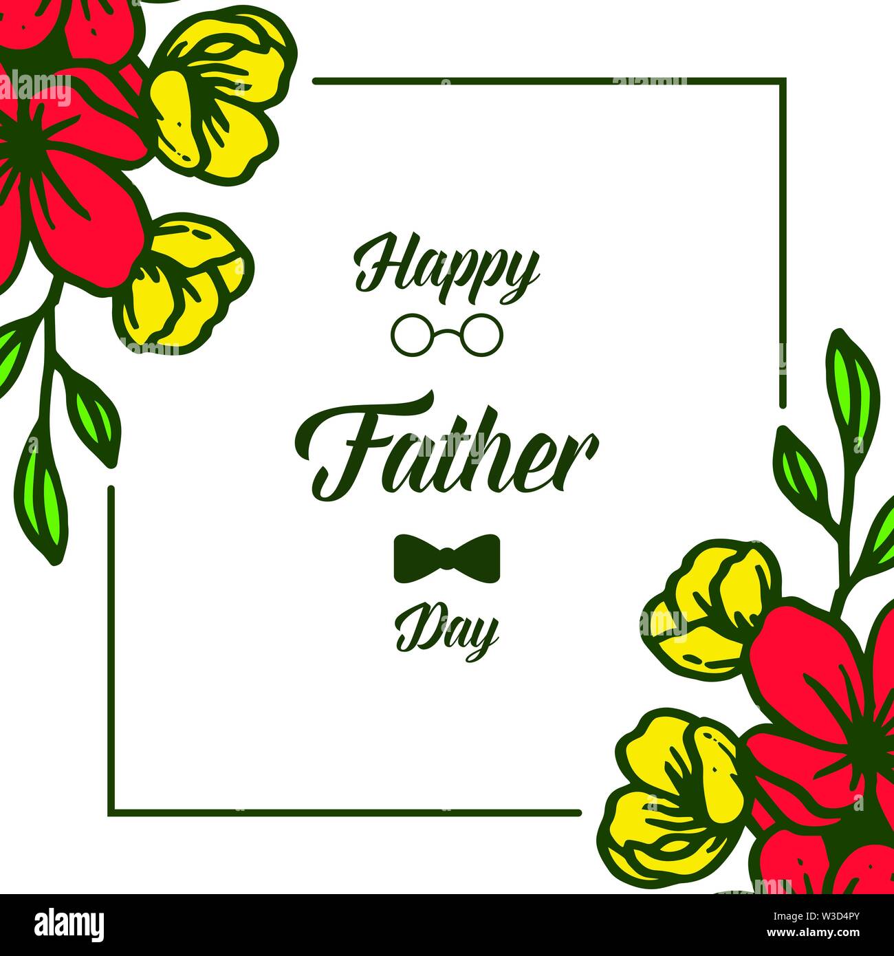 Card abstract for happy father day, leaf flower frames blooms. Vector ...