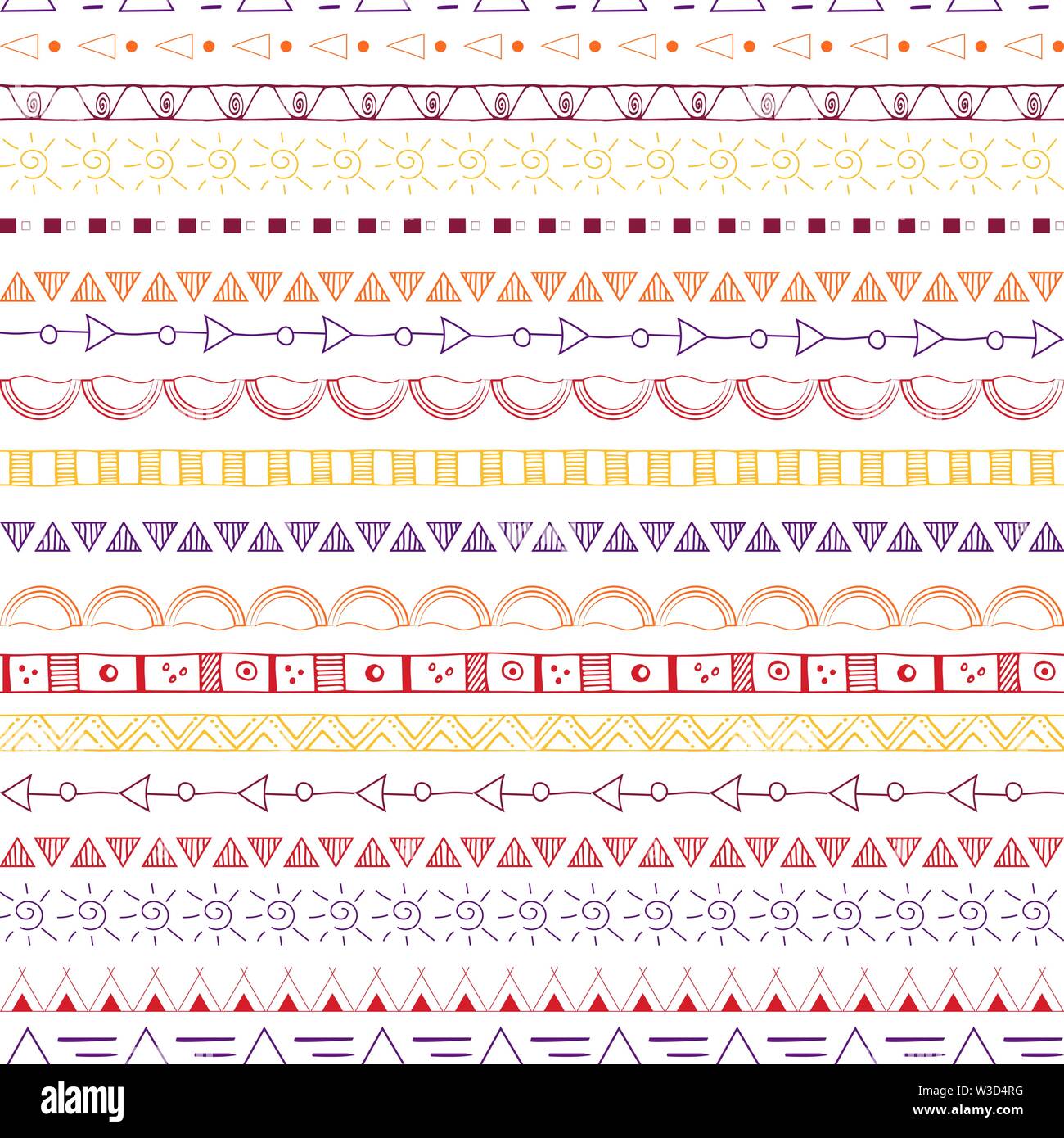 Hand drawn tribal seamless background in a warm earth color palette ...