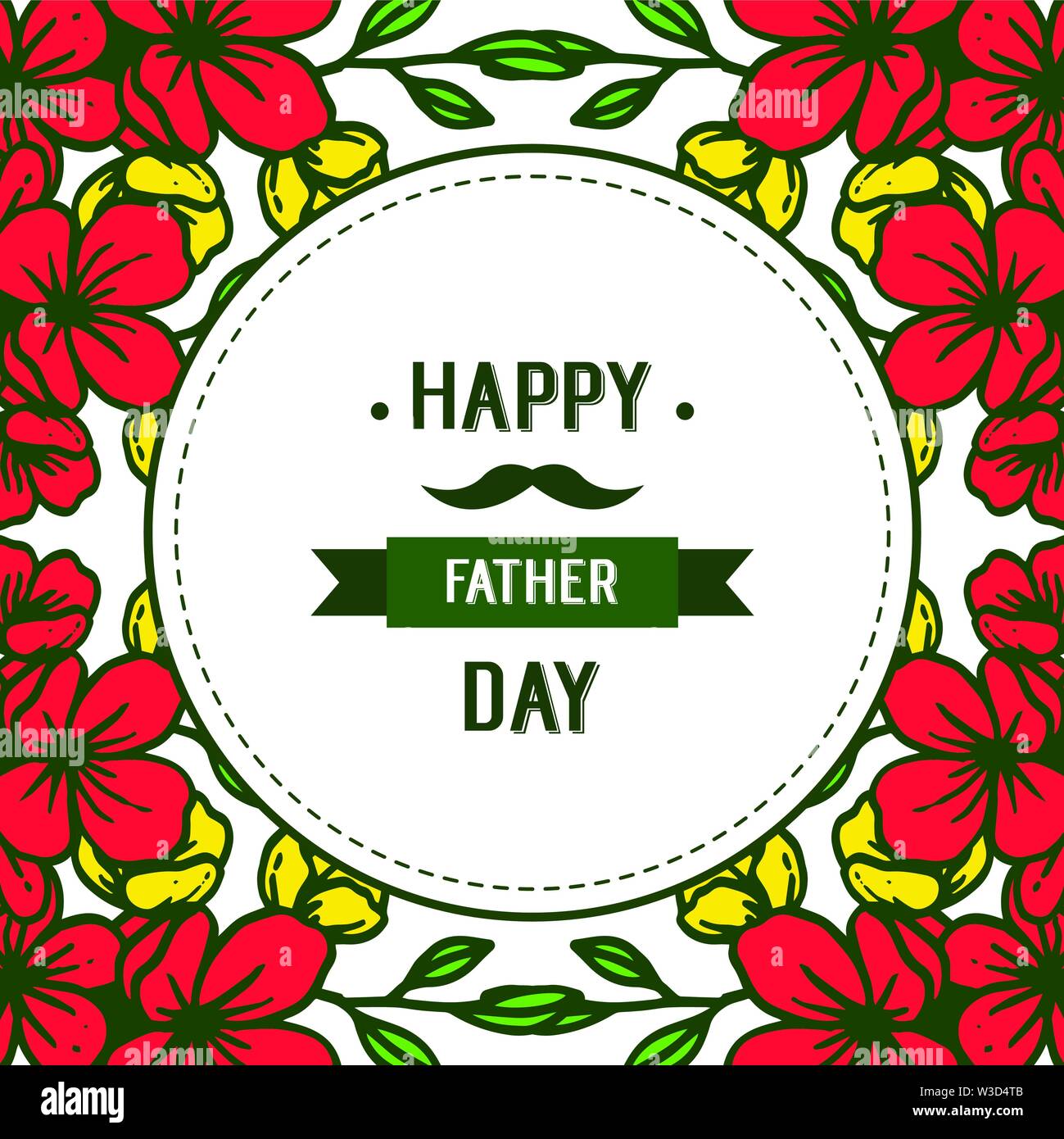 Greeting design for happy father day, cute colorful floral. Vector ...