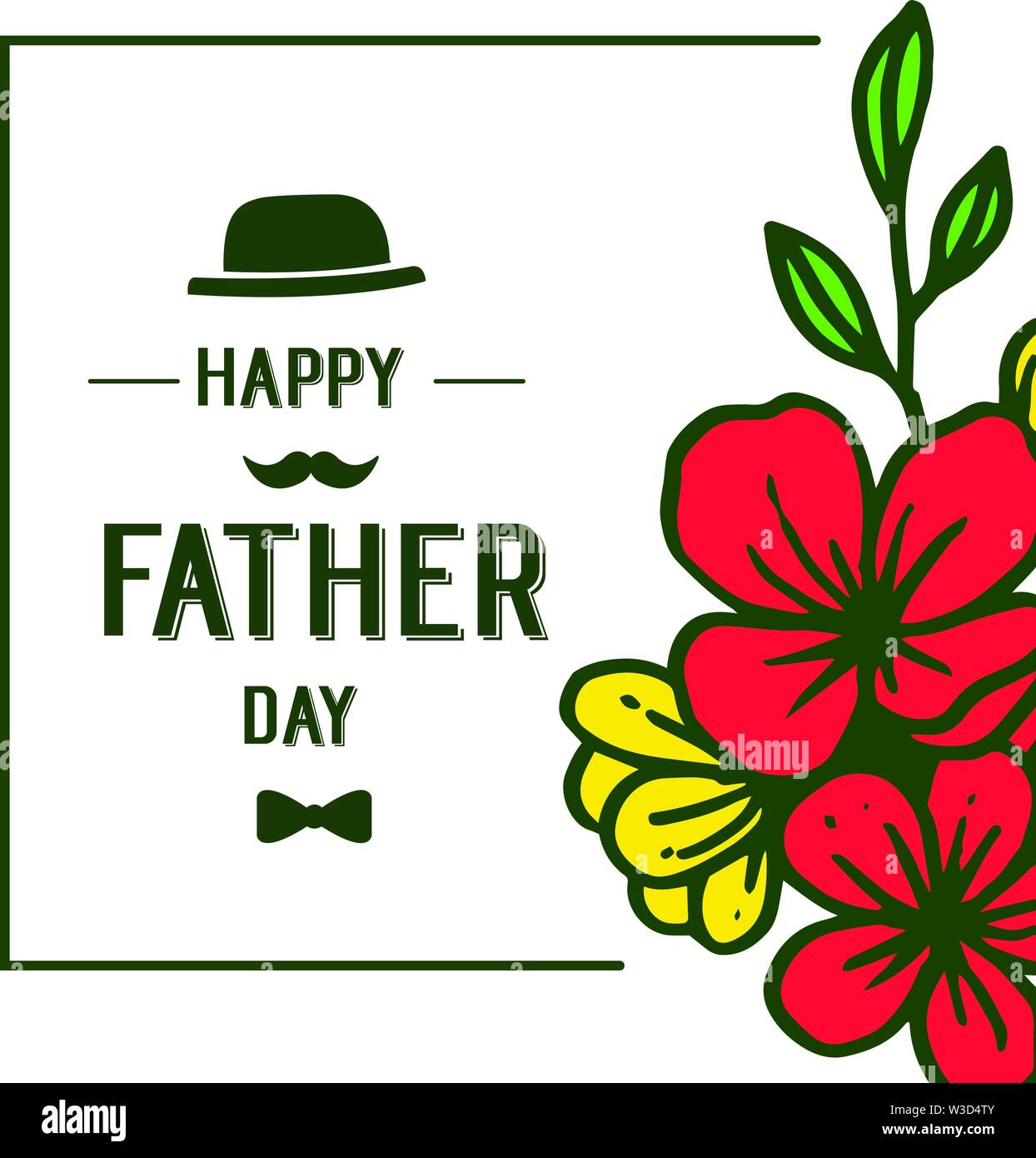 Greeting design for happy father day, cute colorful floral. Vector ...