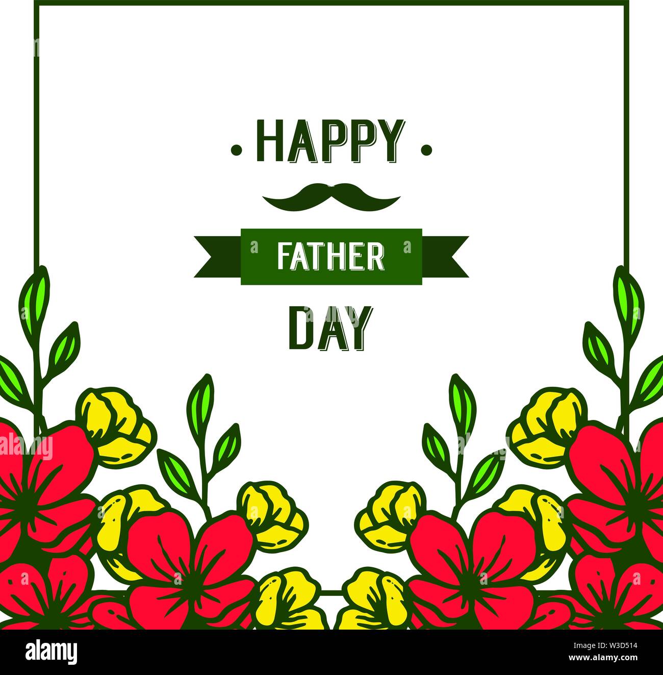 Greeting design for happy father day, cute colorful floral. Vector ...