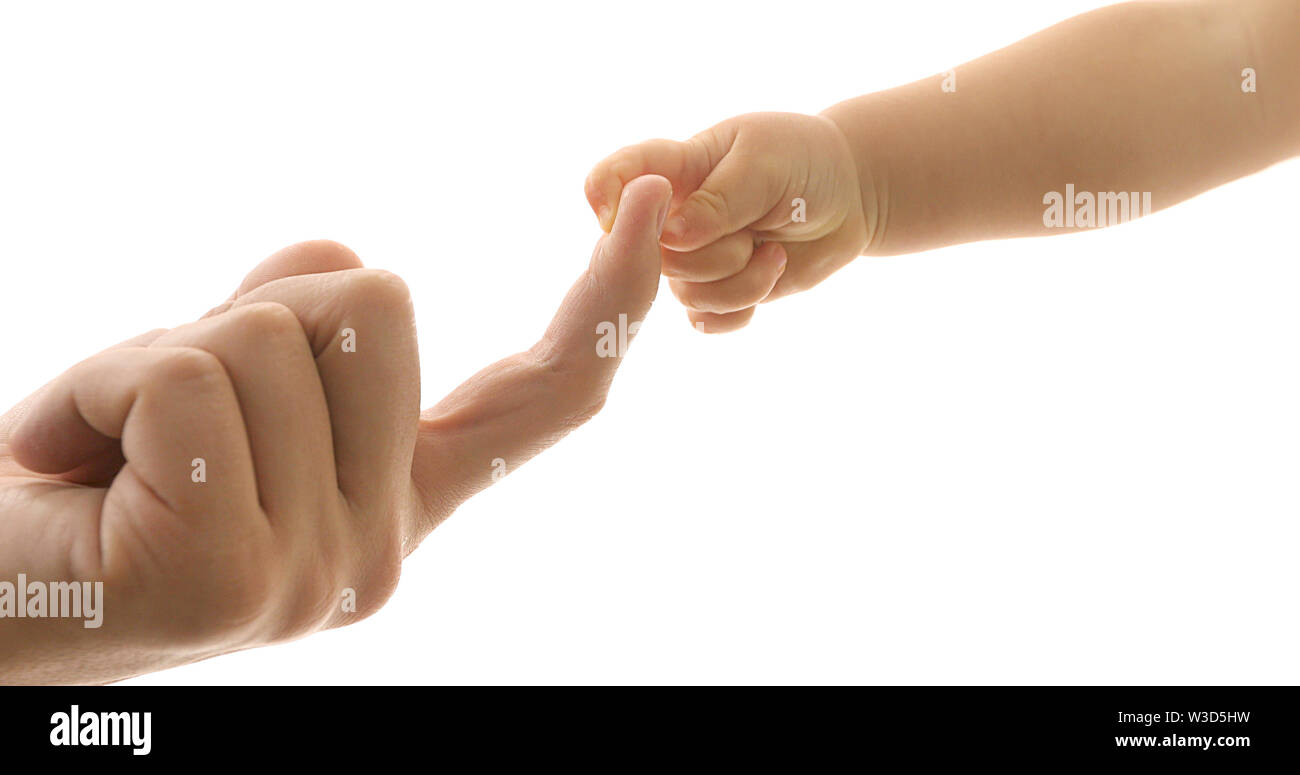 Father giving hand to a child isolated Stock Photo - Alamy