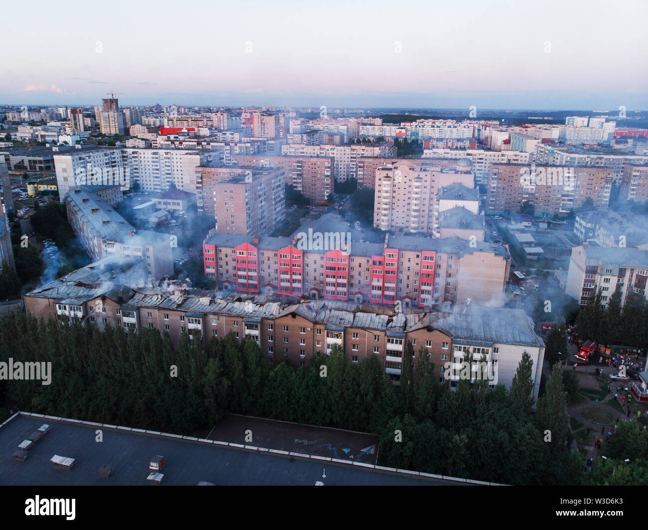 House roof damaged aerial hi-res stock photography and images - Alamy