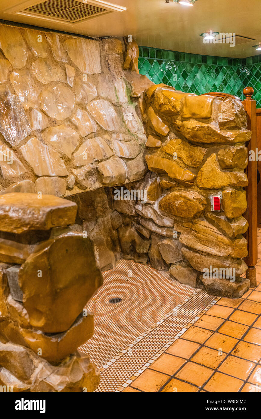 The infamous and kooky waterfall urinal at the Madonna Inn Hotel in San ...