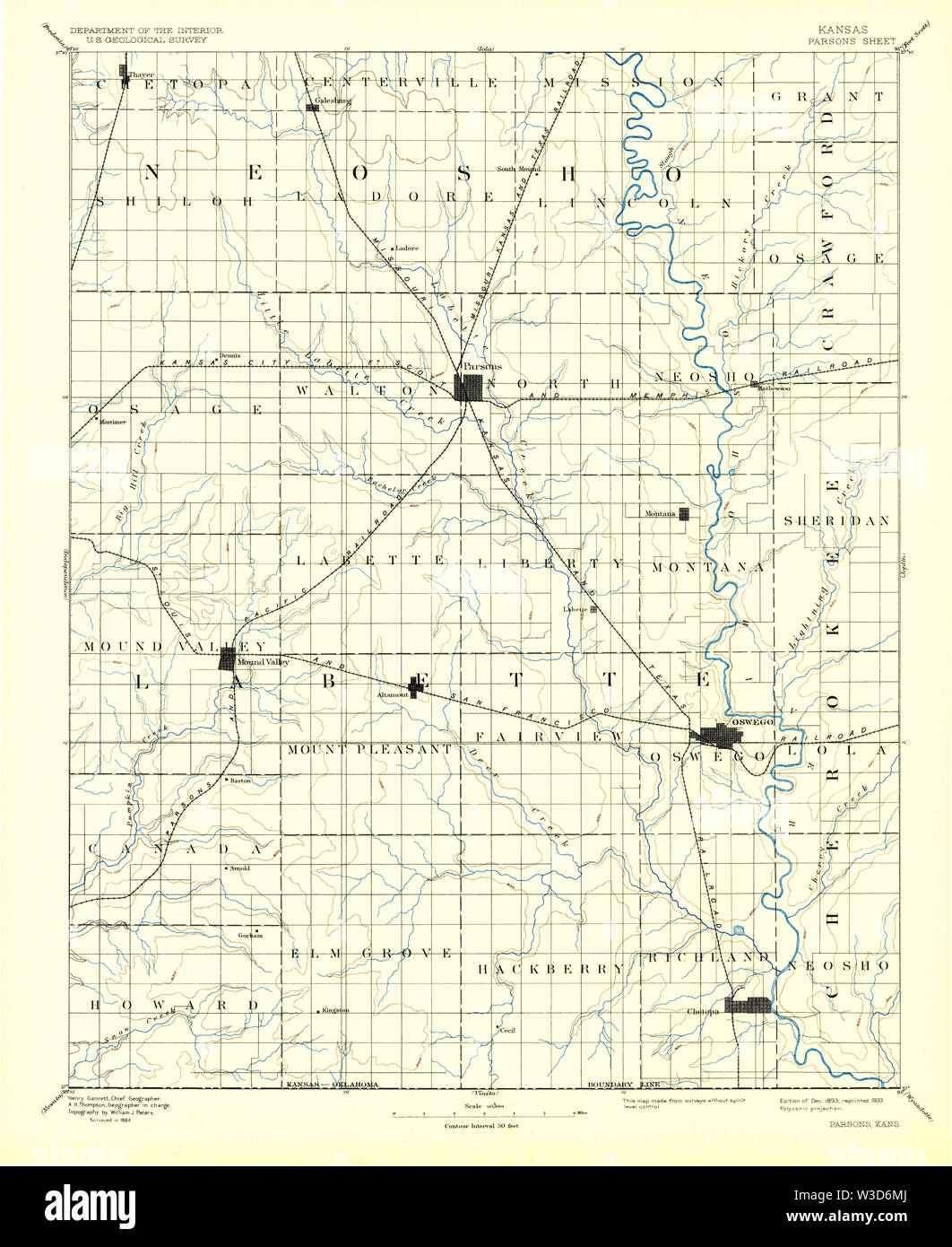 Map of parsons kansas hi-res stock photography and images - Alamy
