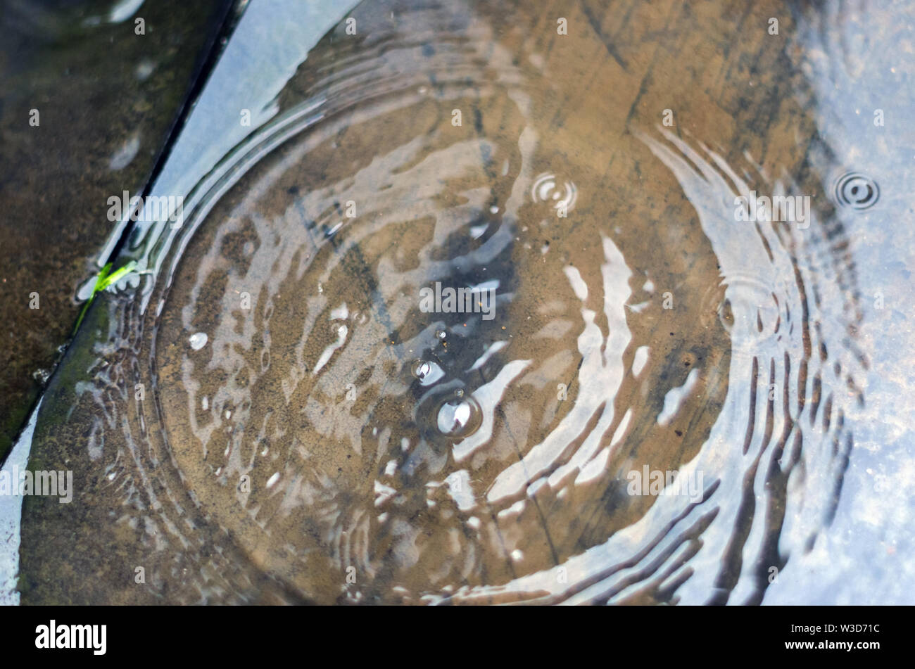 Ripples in the Surface of a Puddle on a Rainy Day Stock Photo - Alamy