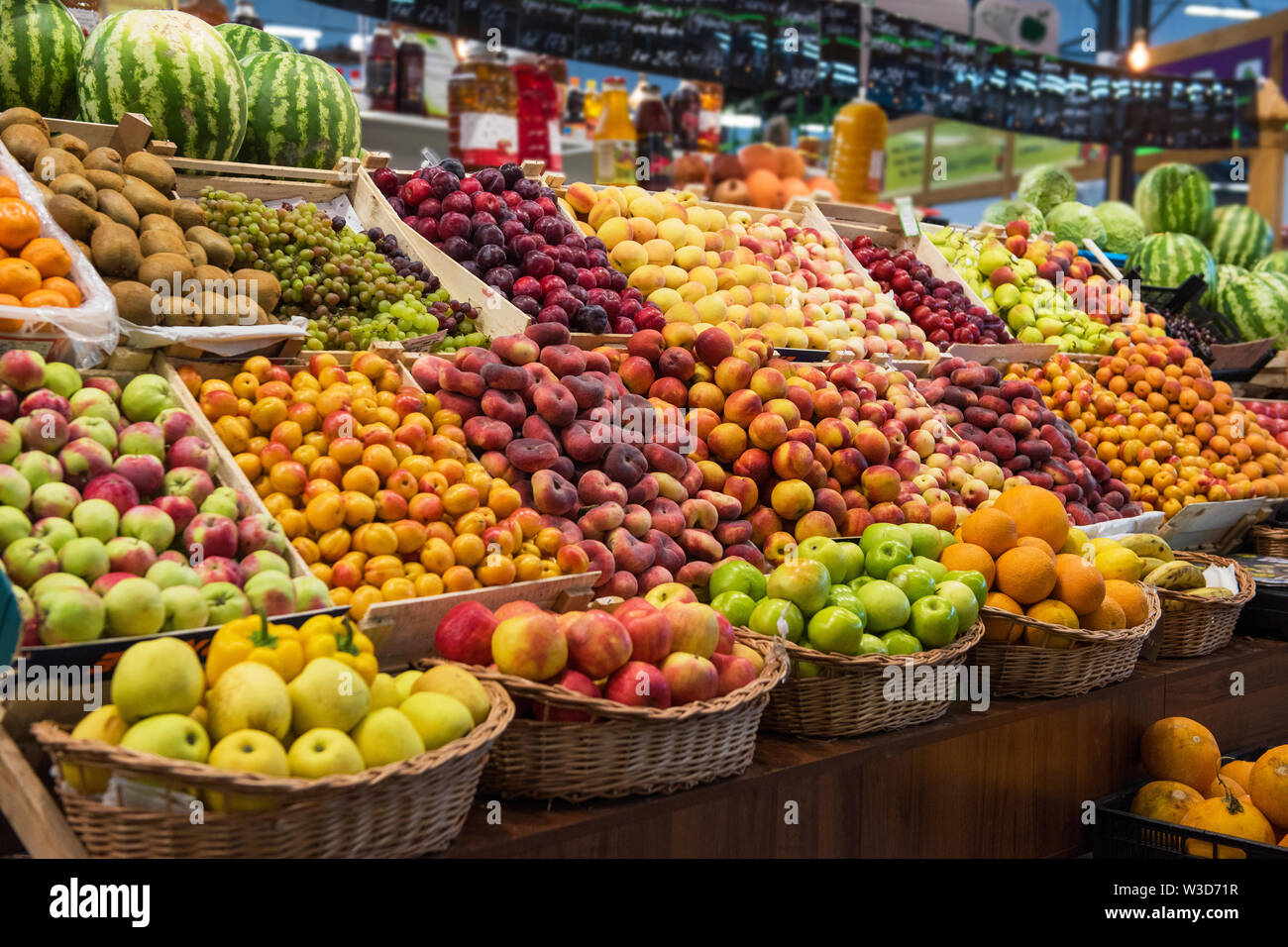 Assortment of fruits at market Stock Photo - Alamy