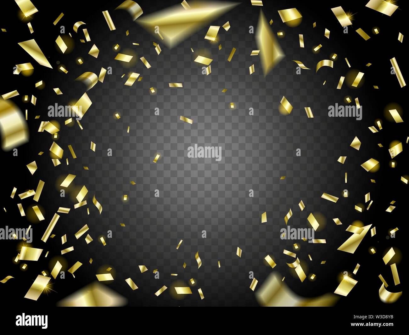 Falling Golden Confetti on transparent background Stock Vector Image ...