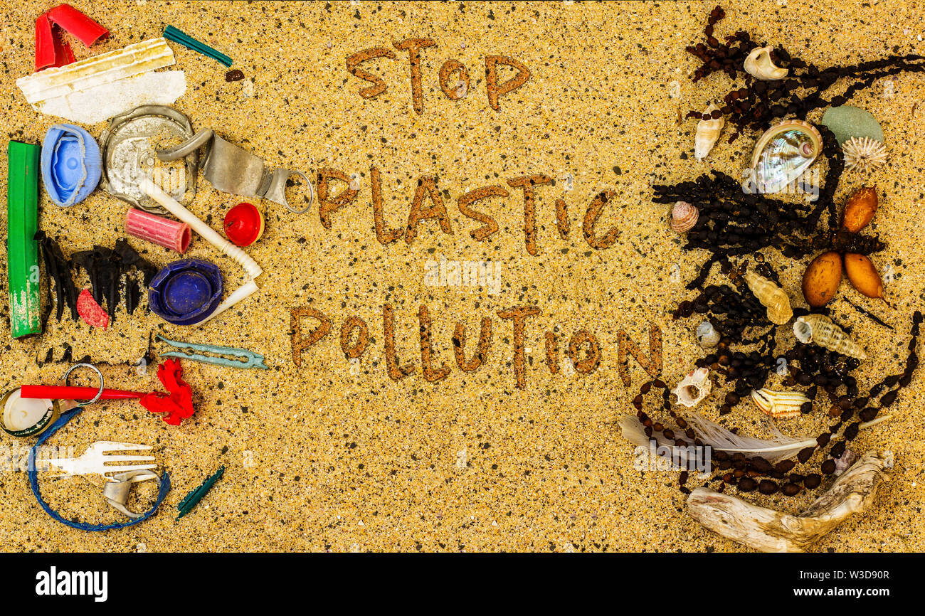Real plastic pollution found on beach separated from natural beach ...
