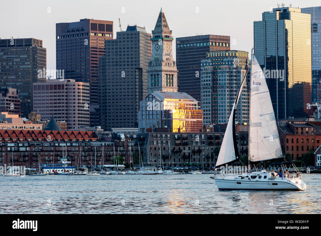 Boston Harbor skyline sailboat Boston Massachusetts Stock Photo - Alamy