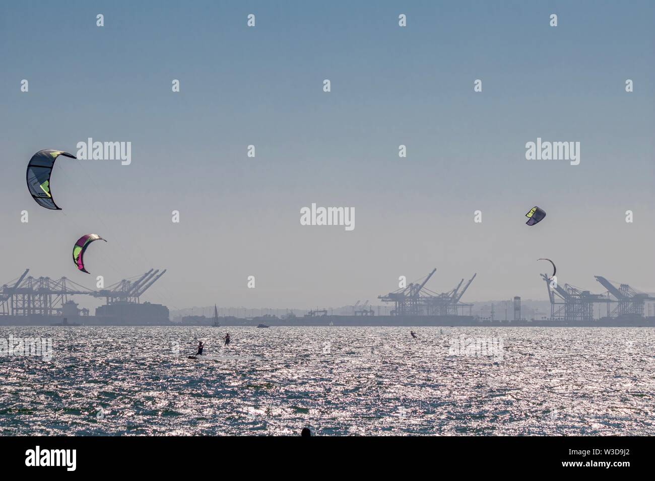 Kiteboarders in Long Beach California Stock Photo - Alamy