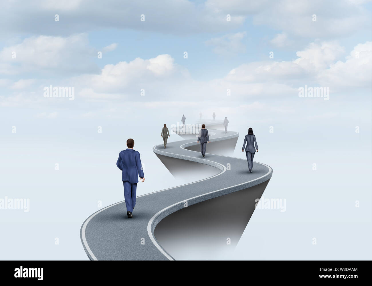 Way of success and road to worker opportunity as a group of people ...