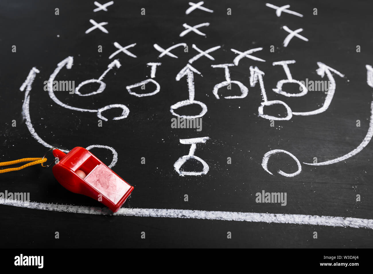 Soccer plan chalk board with formation tactic Stock Photo - Alamy