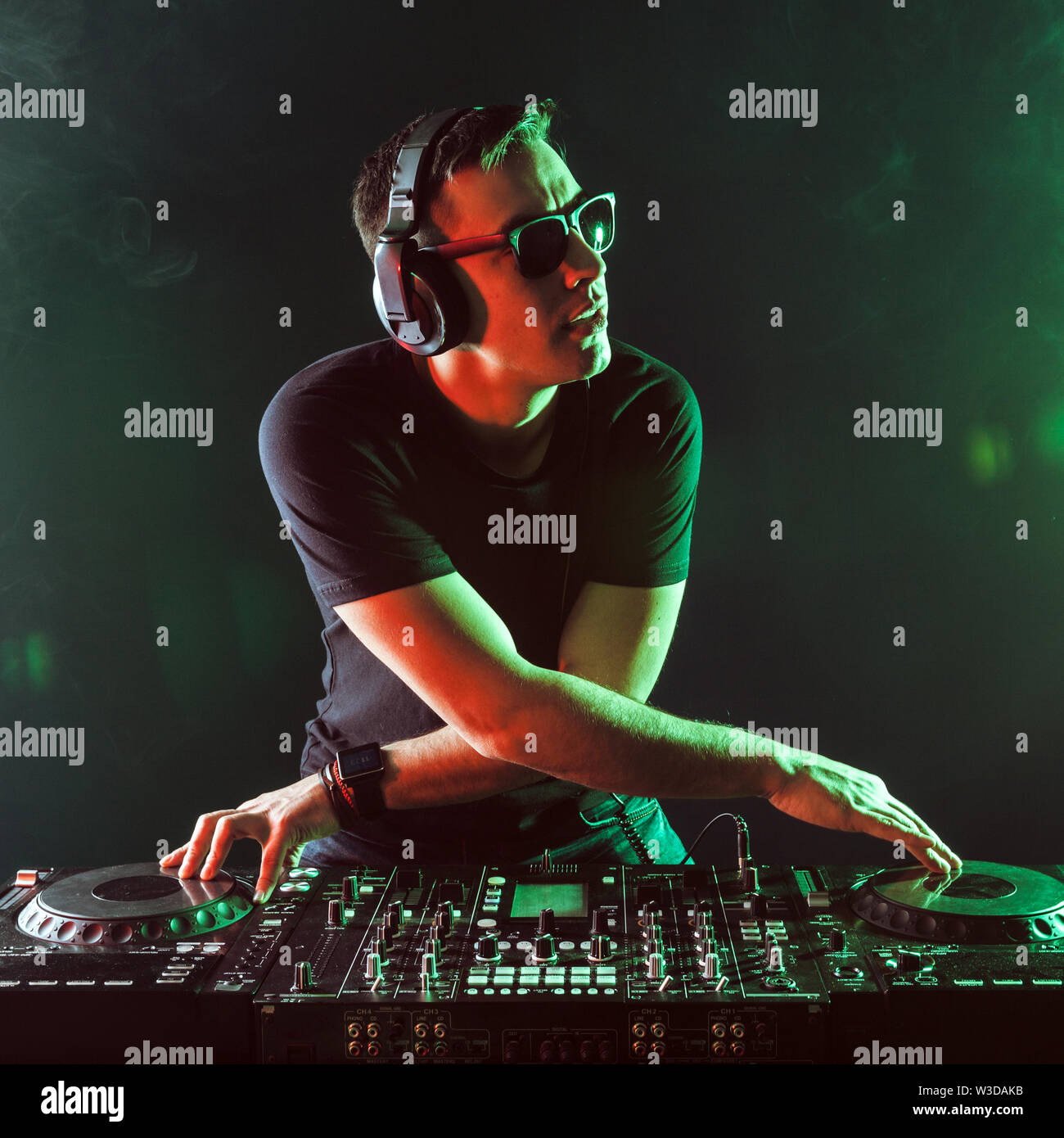 Dj mixer headphones on dark hi-res stock photography and images - Alamy