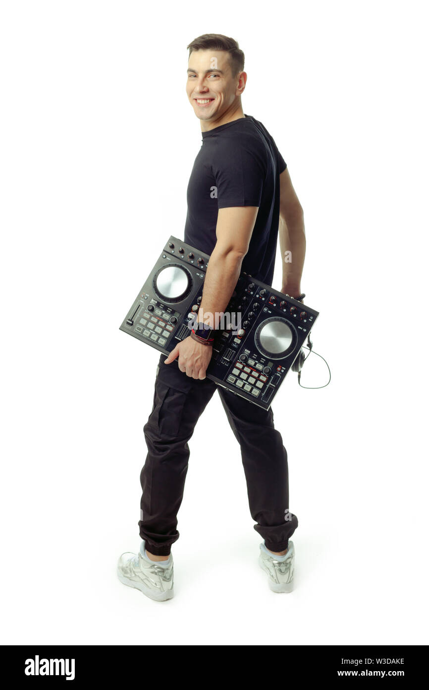 Portrait of a young DJ isolated on white background Stock Photo - Alamy