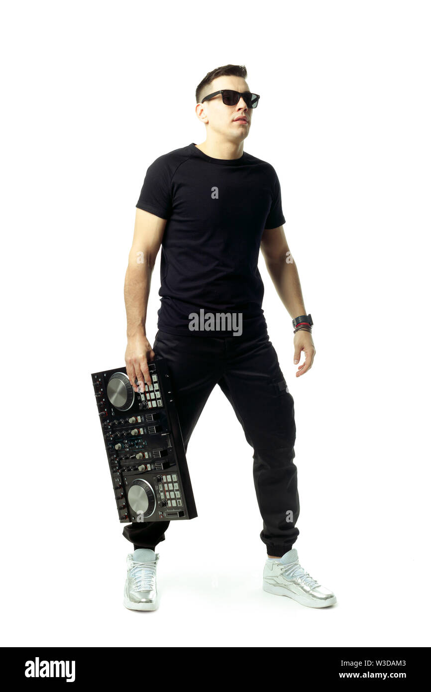 Portrait of a young DJ isolated on white background Stock Photo - Alamy