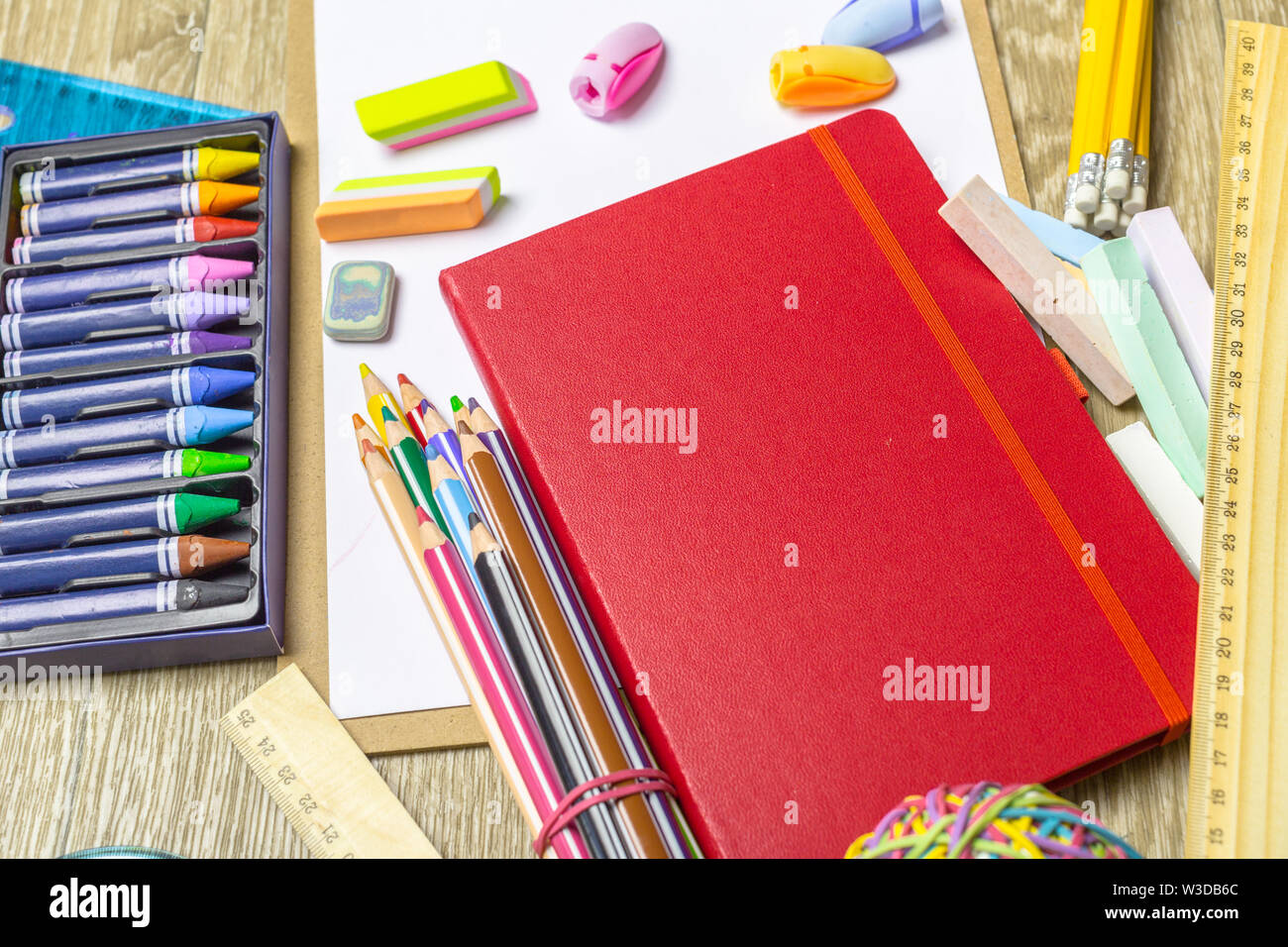 various colorful drawing tools. Mock up Stock Photo - Alamy