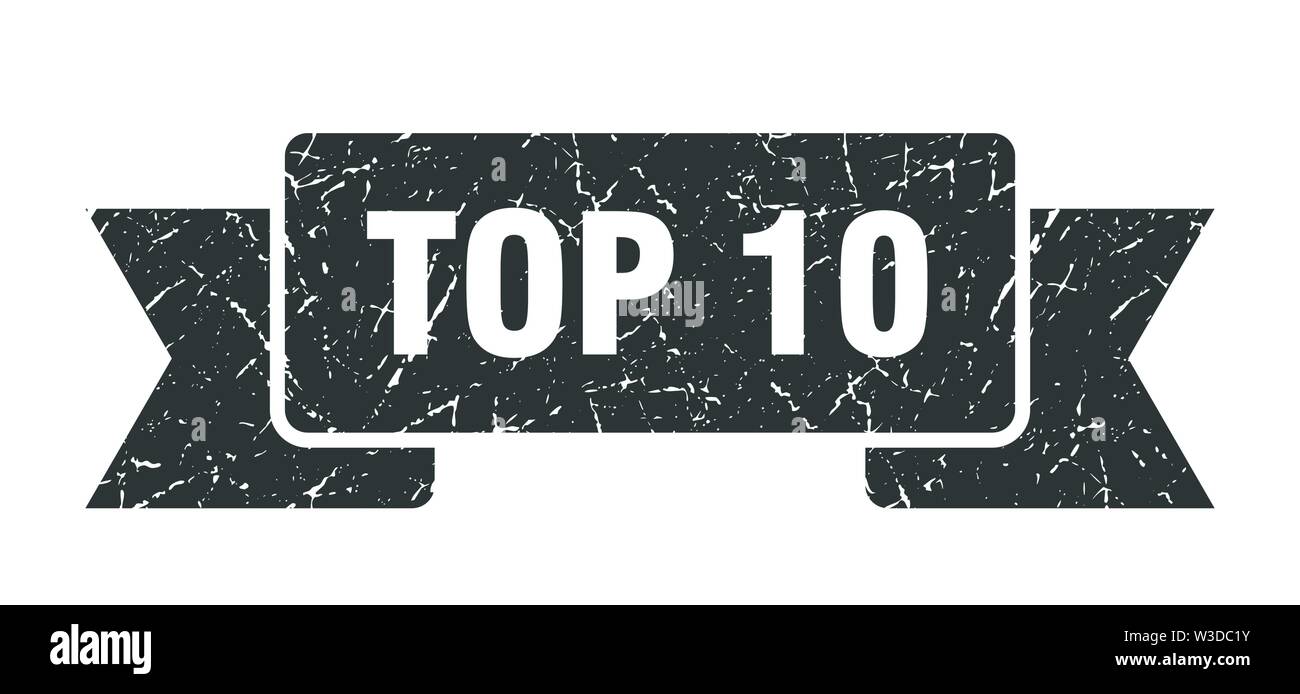 top 10 grunge ribbon. top 10 sign. top 10 banner Stock Vector Image ...