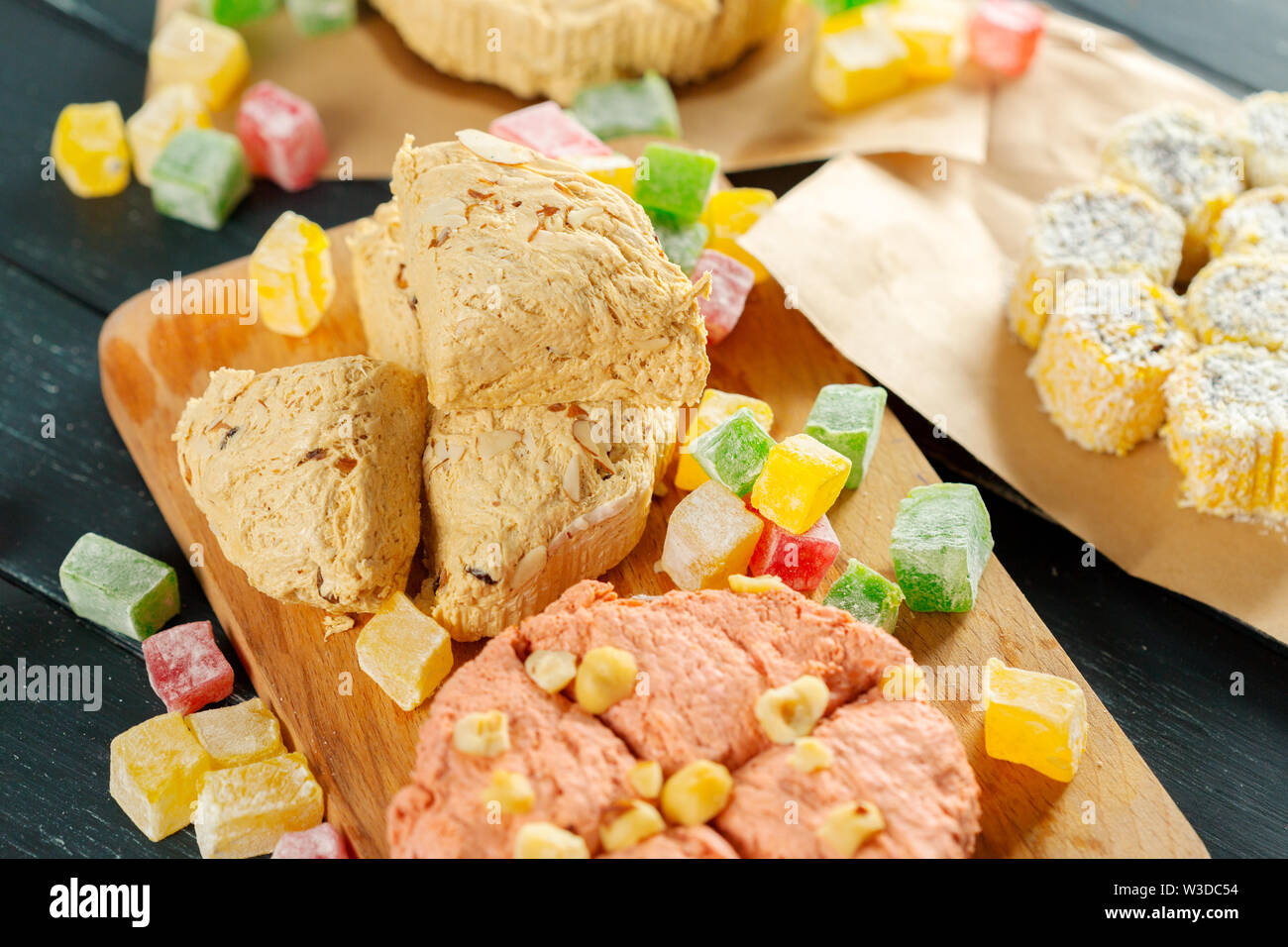 traditional eastern desserts on wooden background Stock Photo - Alamy
