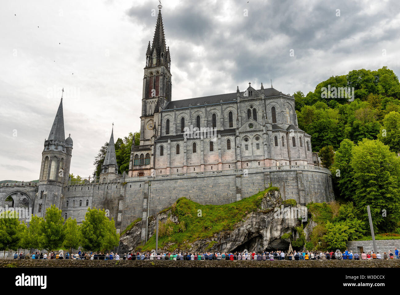 View of the basilica of Lourdes city in France Stock Photo - Alamy