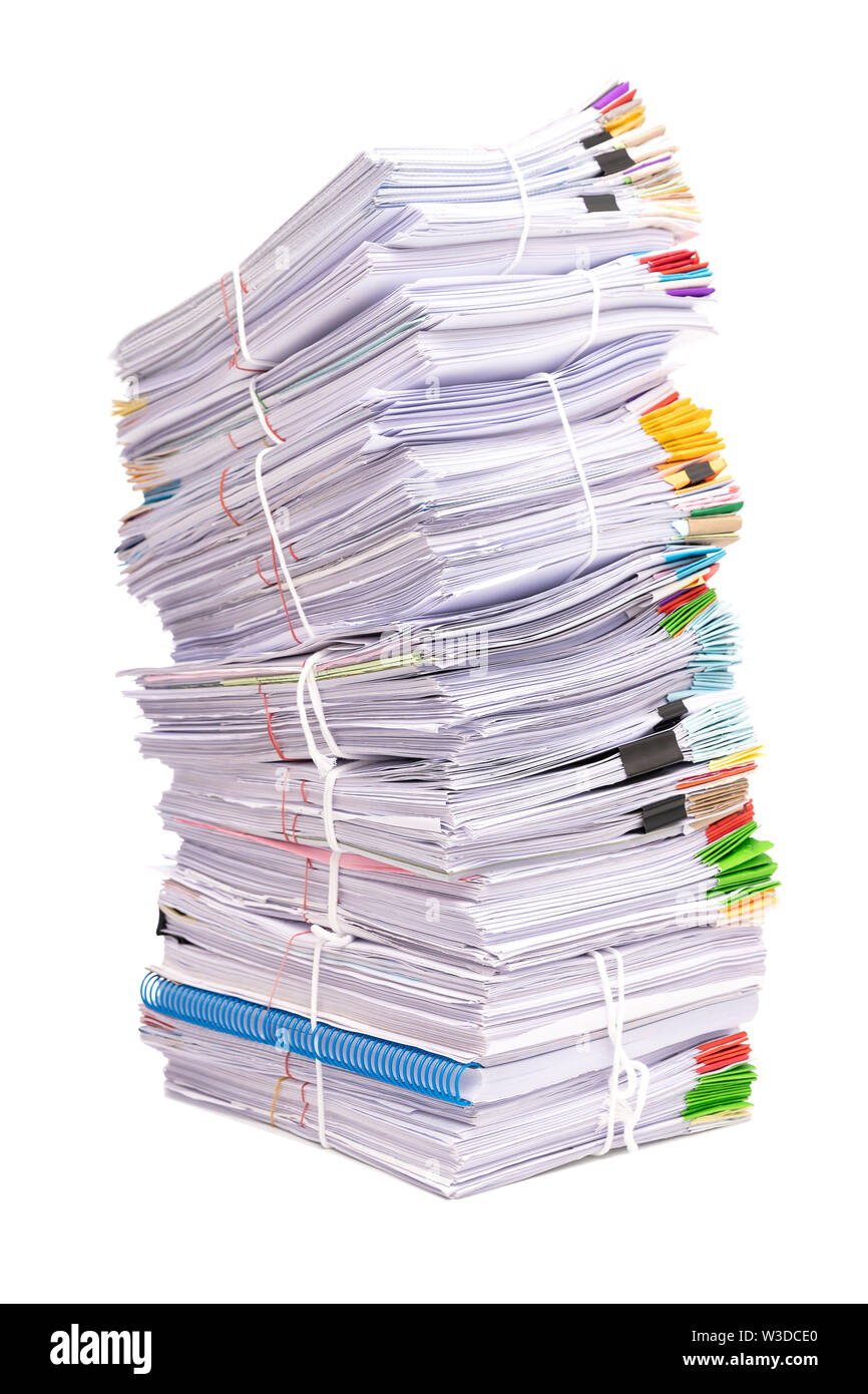 Stack of business papers isolated on white background Stock Photo - Alamy