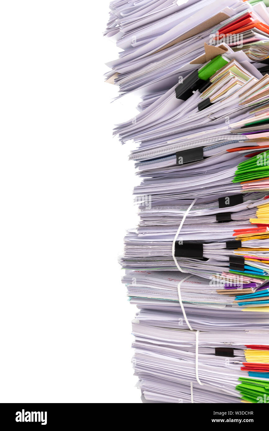 Stack of business papers isolated on white background Stock Photo - Alamy