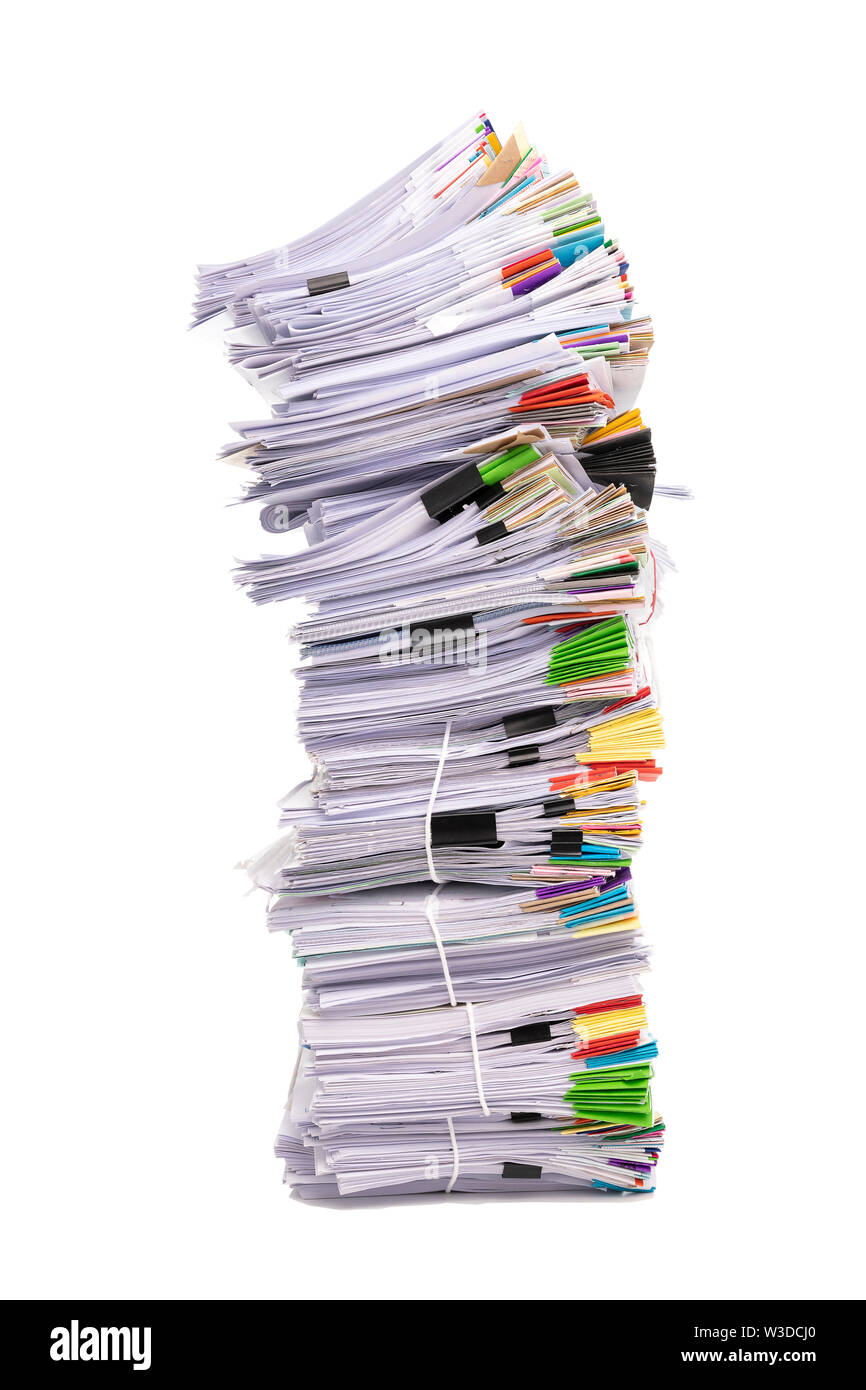 Stack of business papers isolated on white background Stock Photo - Alamy