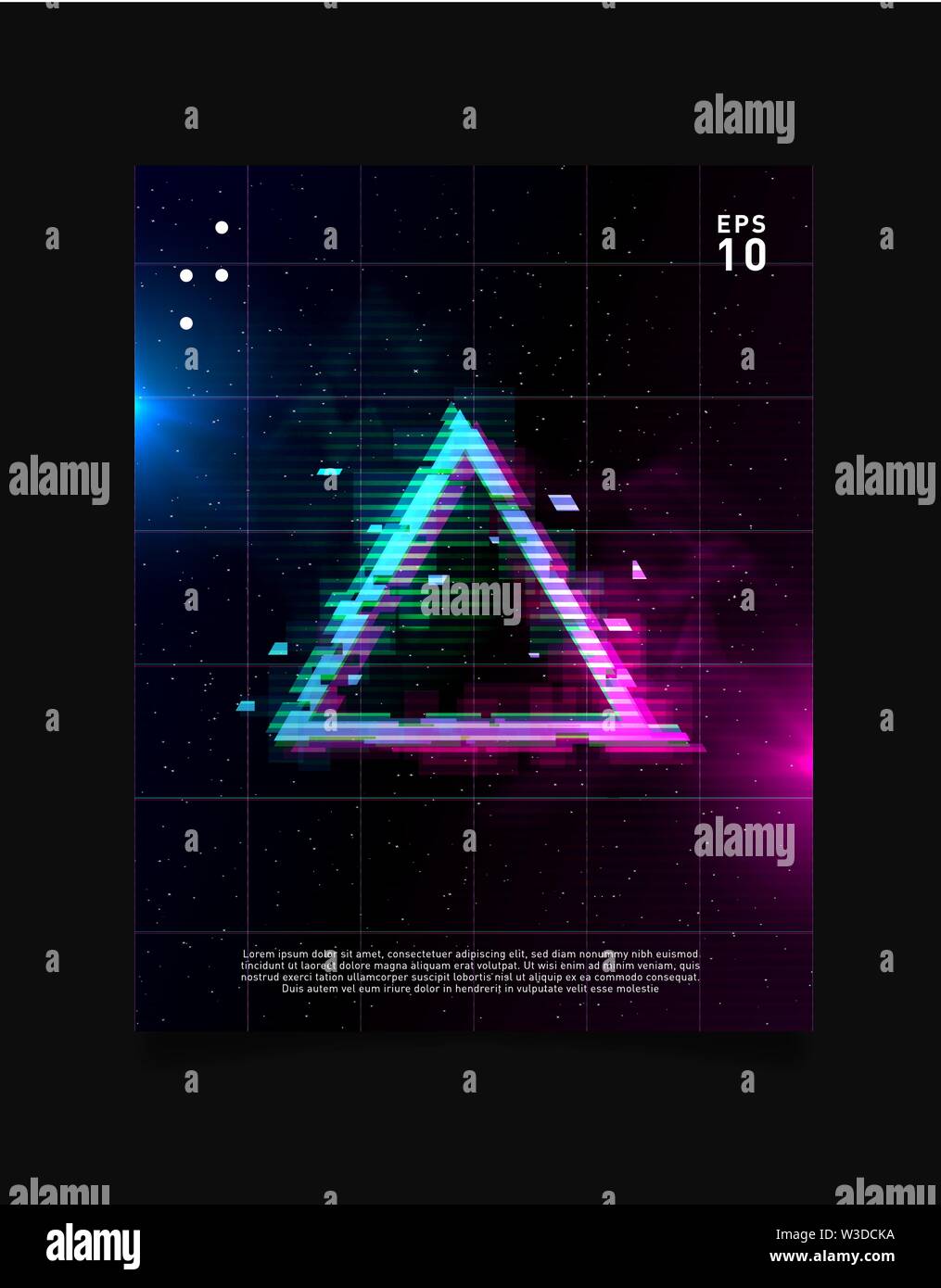 Triangle glitch effect in space laser grid with blue and pink glows and ...