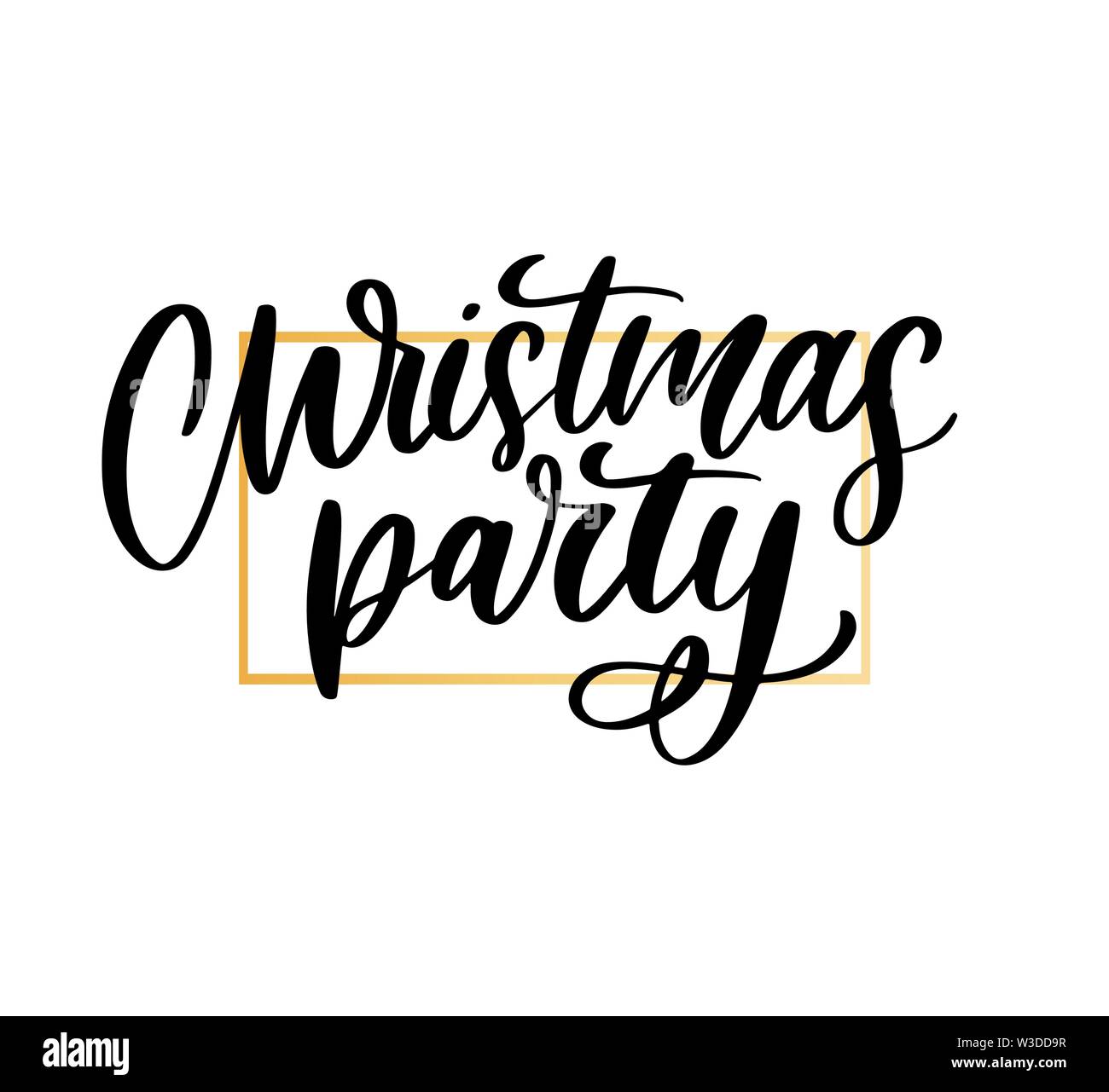 Christmas party poster template. Hand written lettering Stock Vector ...