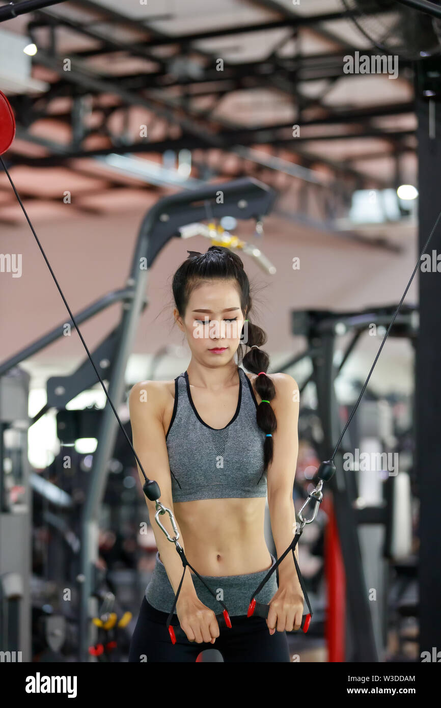 Cable crossover workout hi-res stock photography and images - Alamy