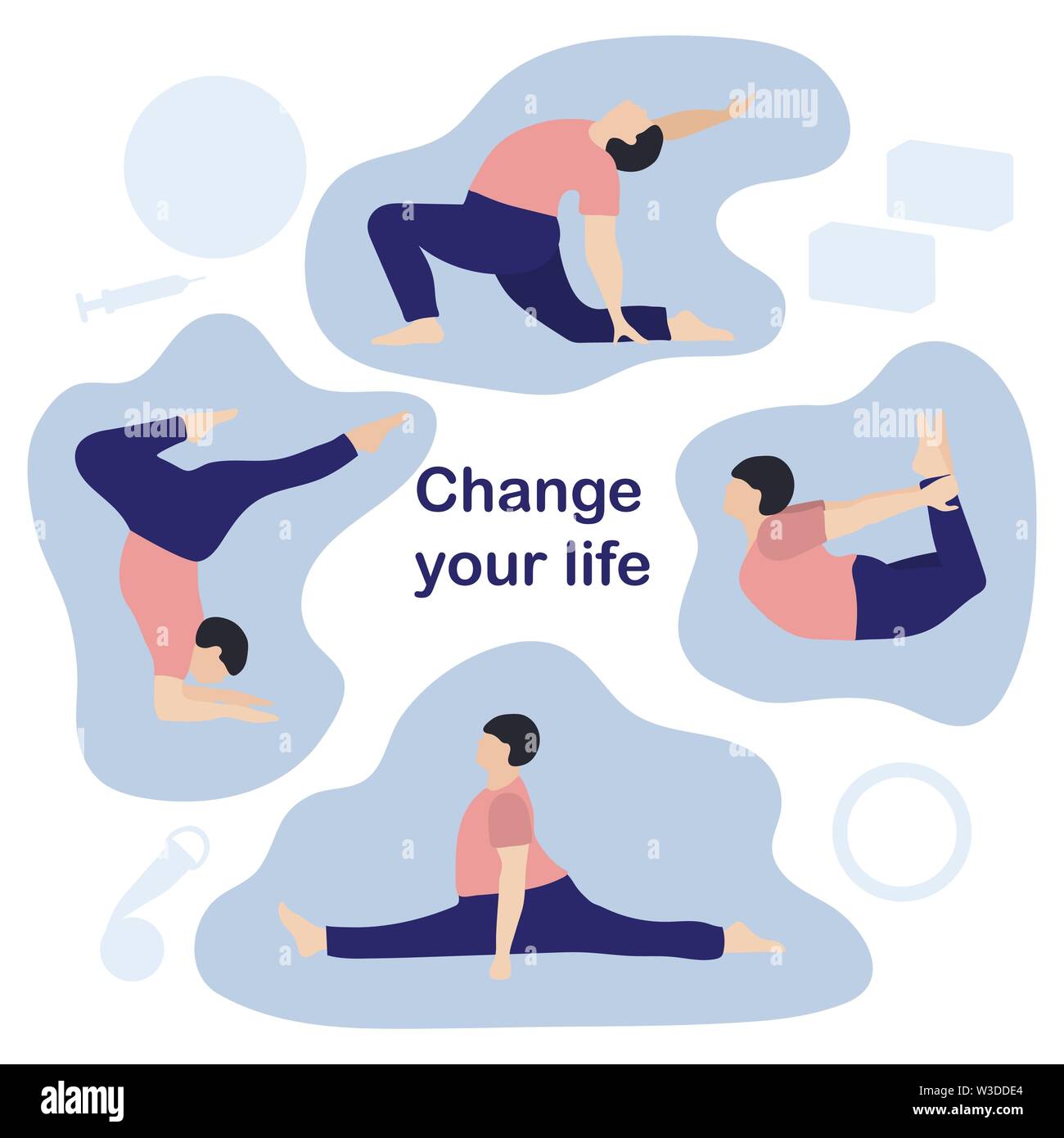 Vector illustration with person does yoga exercise, yoga pose on ...
