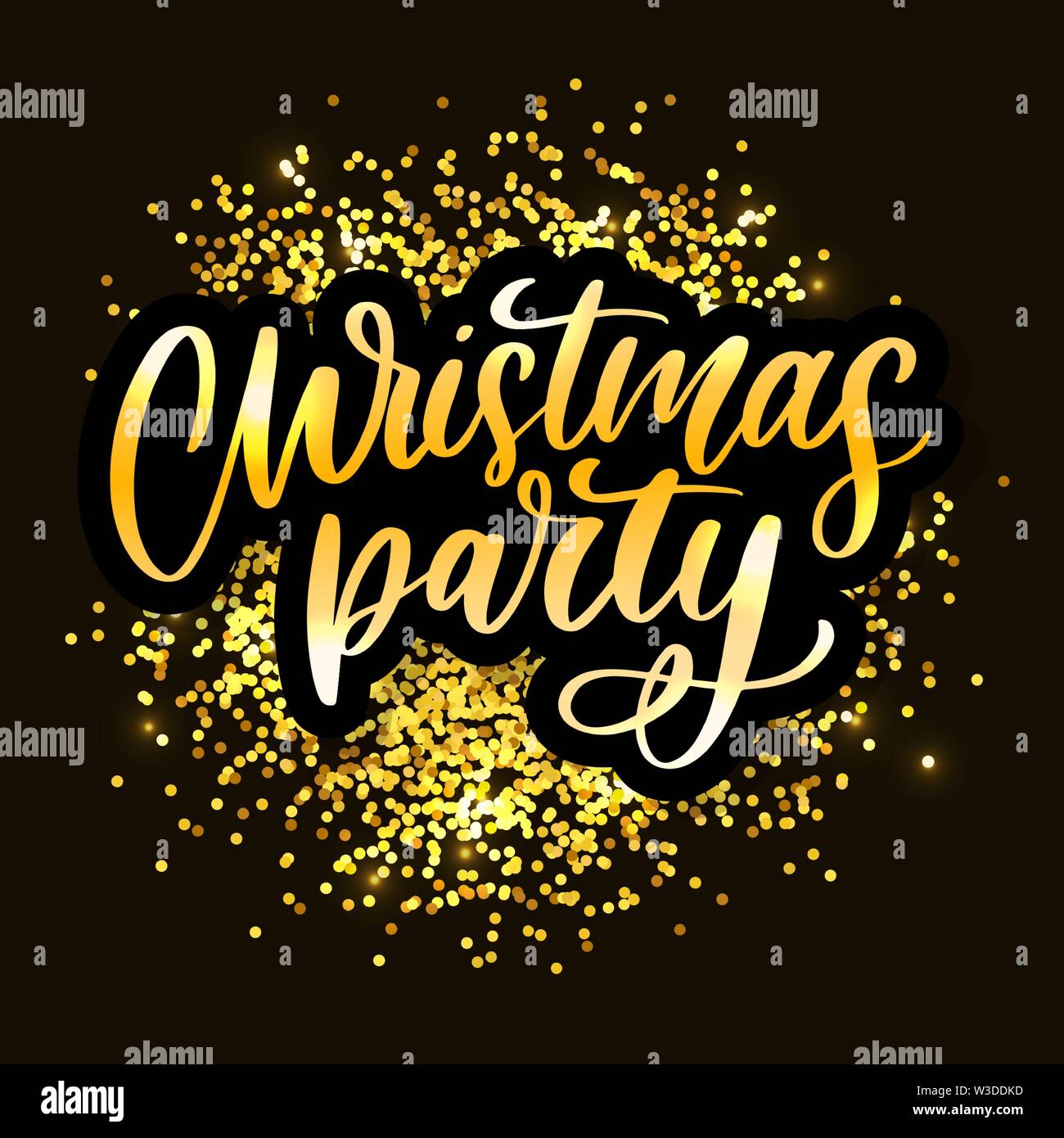 Christmas party poster template. Hand written lettering Stock Vector ...