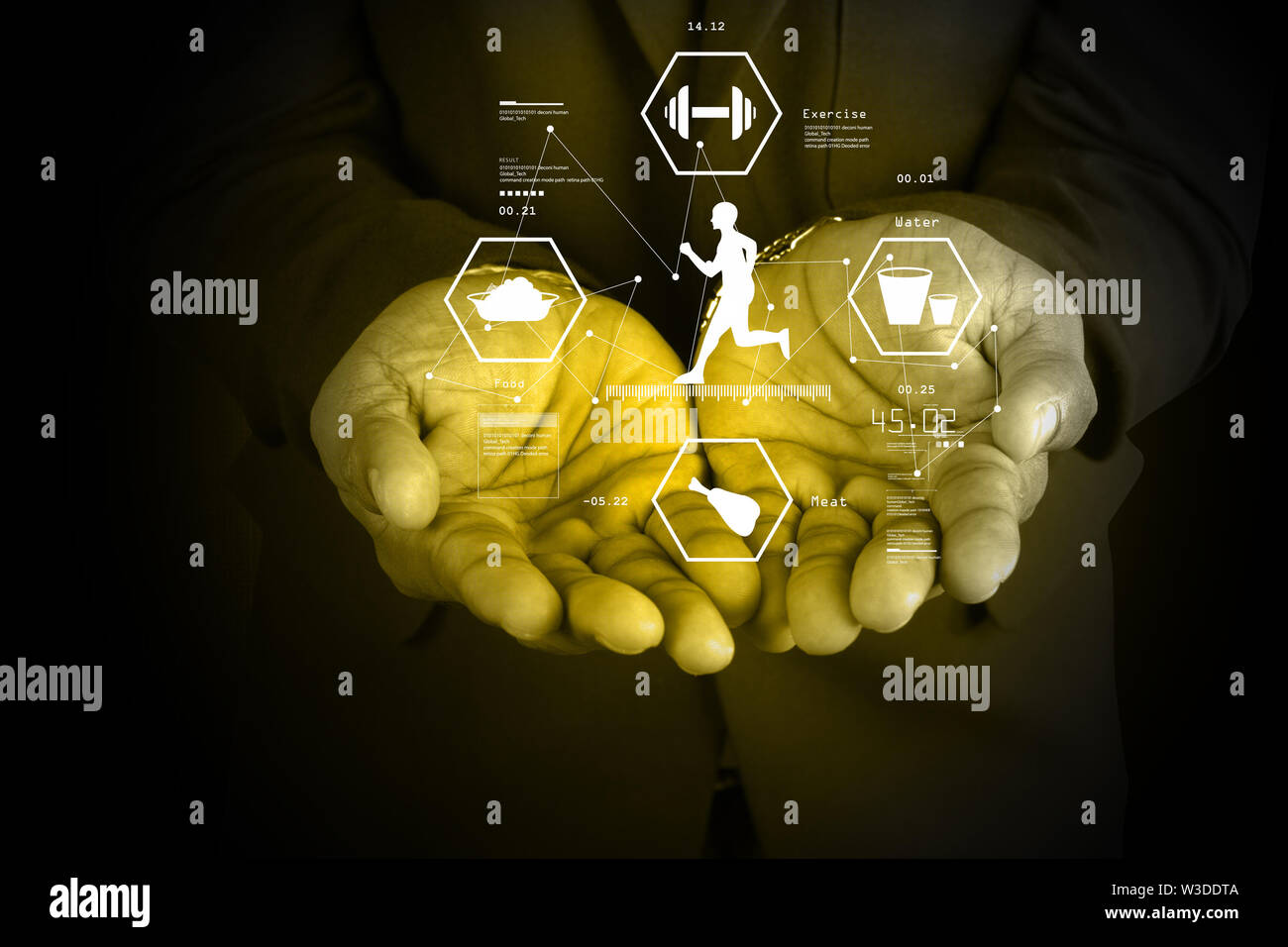 Man showing life style chart Stock Photo - Alamy