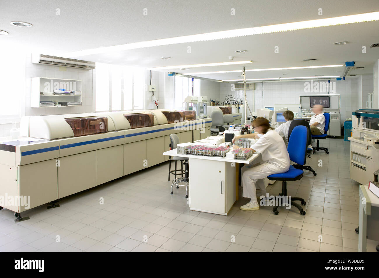 Blood analysis laboratory. Health center hospital hematology equipment ...