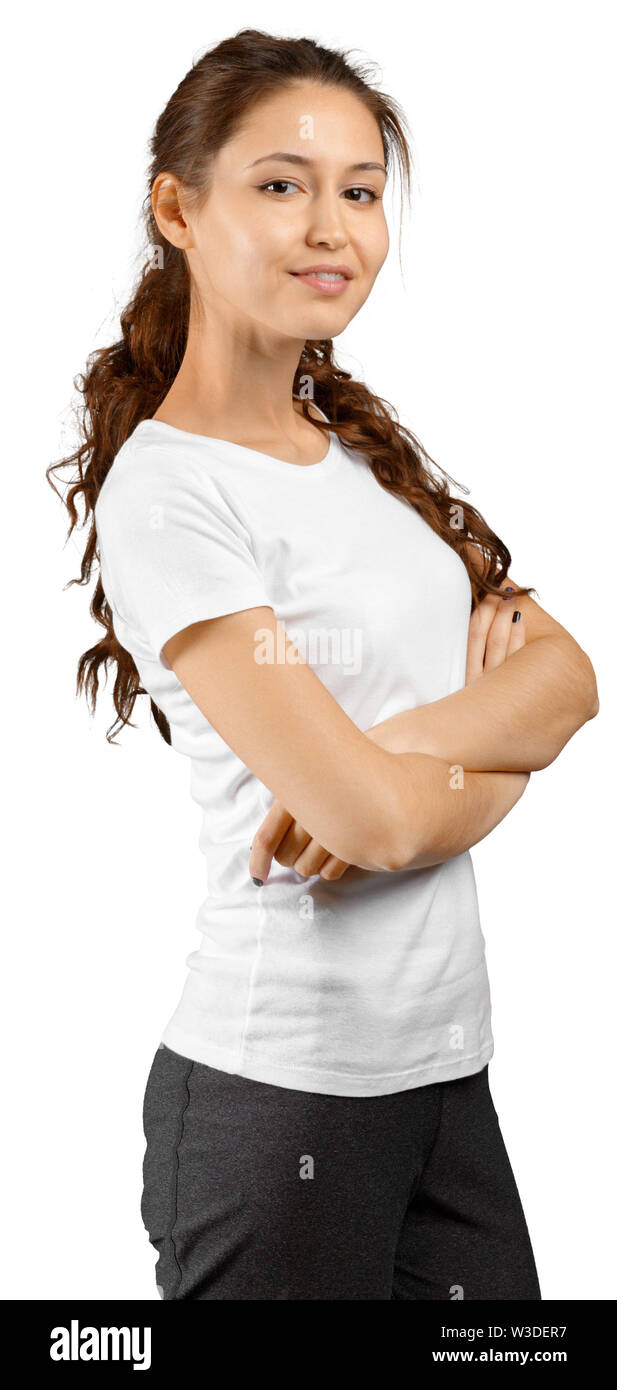 beautiful woman on white background Stock Photo - Alamy