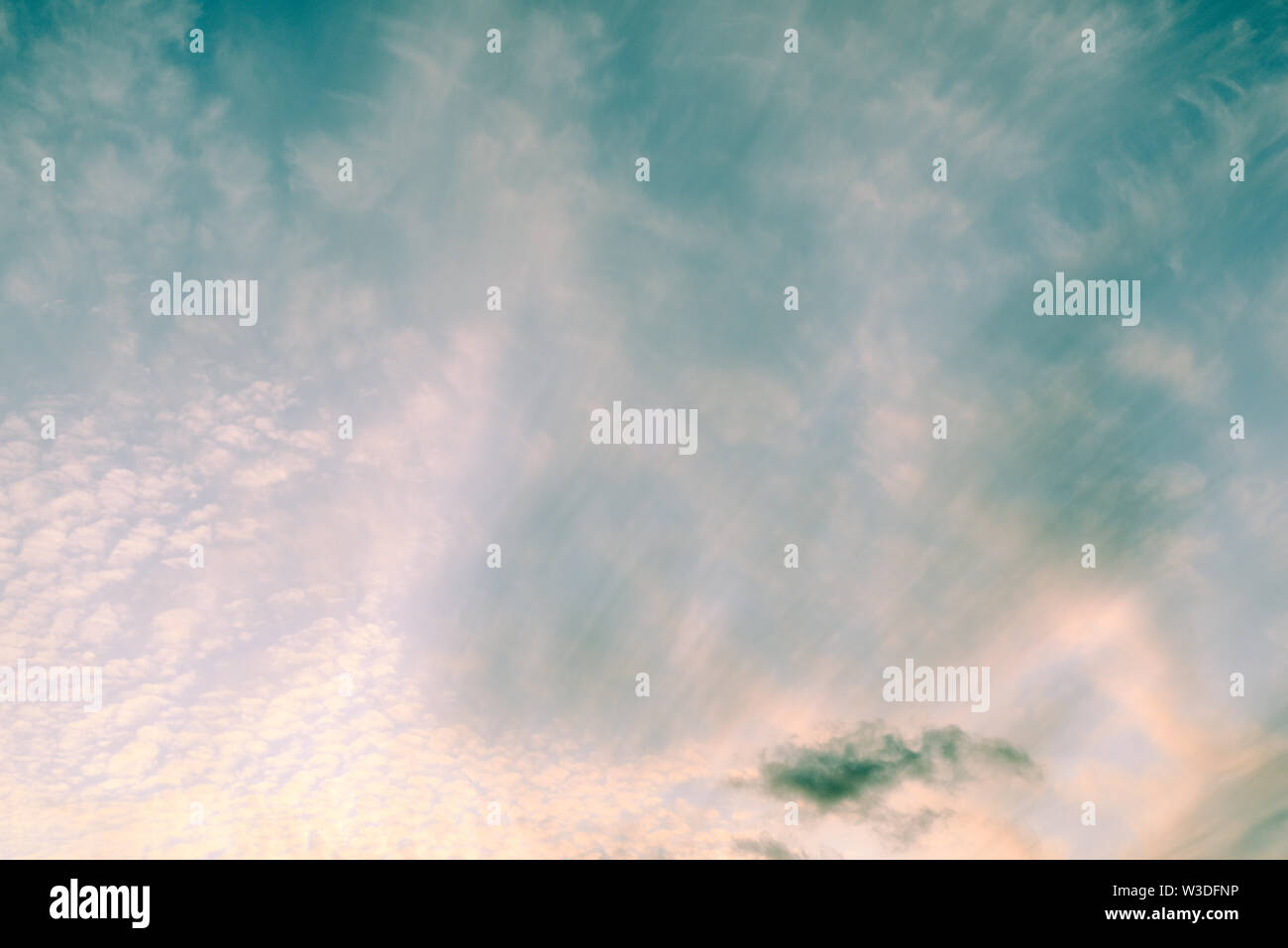 Retro style sky background. Clouds and sky with vintage colour tones ...