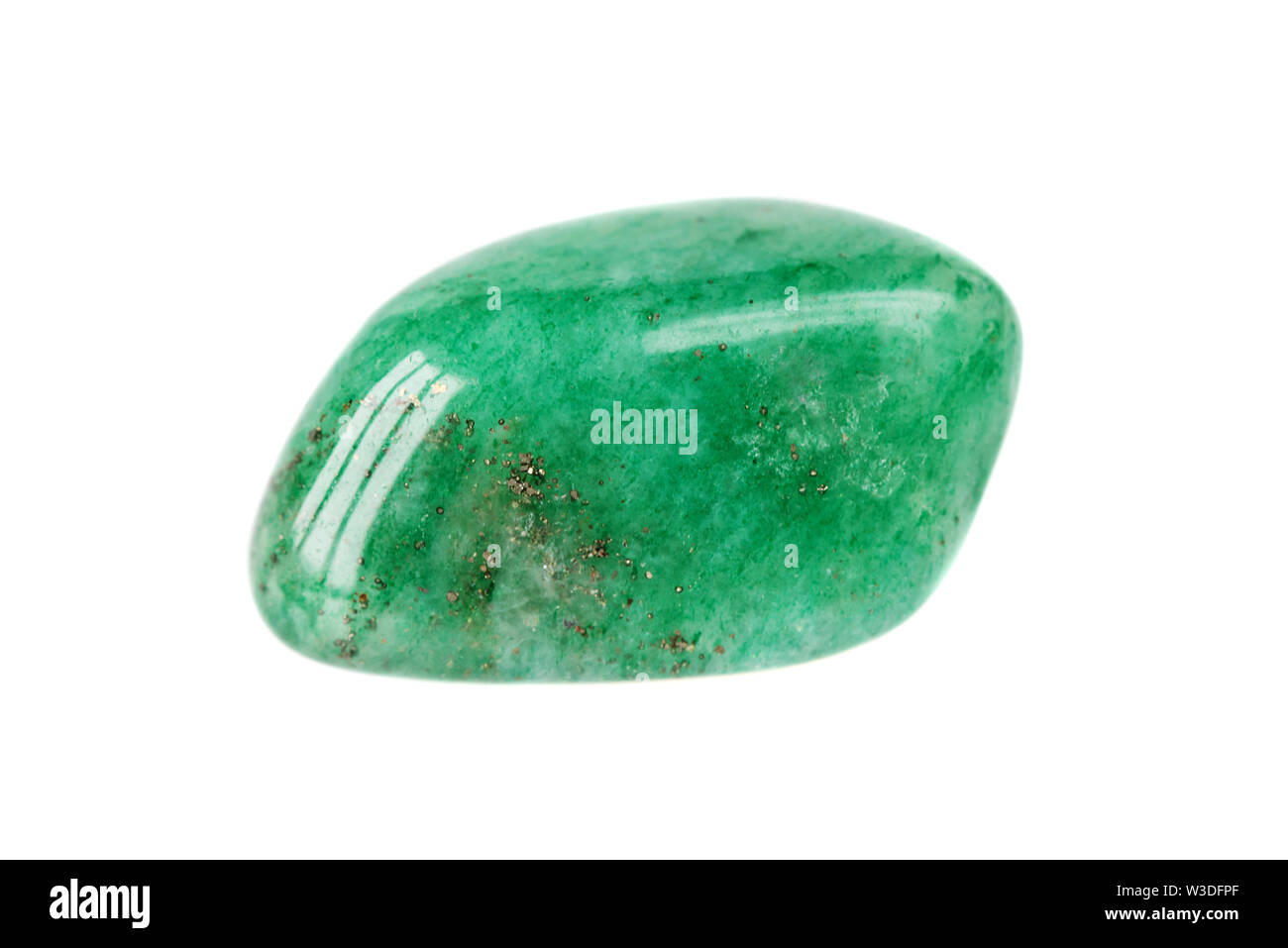 Natural semi-precious green Aventurine gemstone isolated on white ...