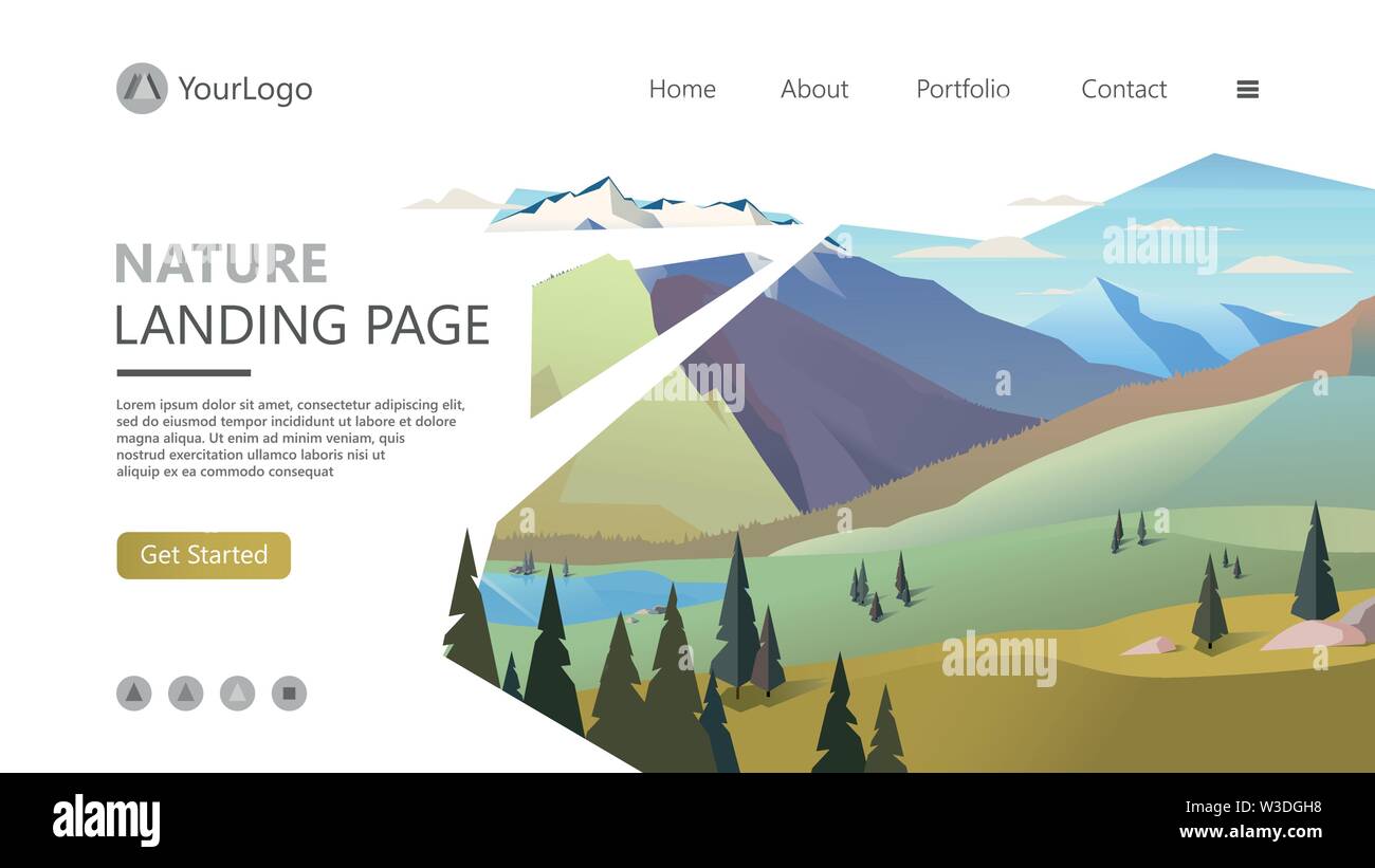 Modern landscape background trees and mountain peaks Stock Vector Image ...