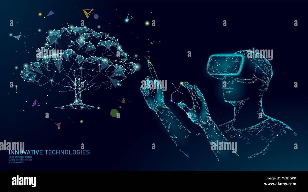 Virtual digital biotechnology tree engineering concept. 3D render VR ...